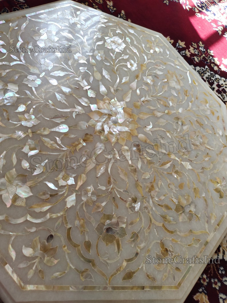 24 Beautiful Mother of Pearl Inlay Table Top / Marble Inlay Coffee ...