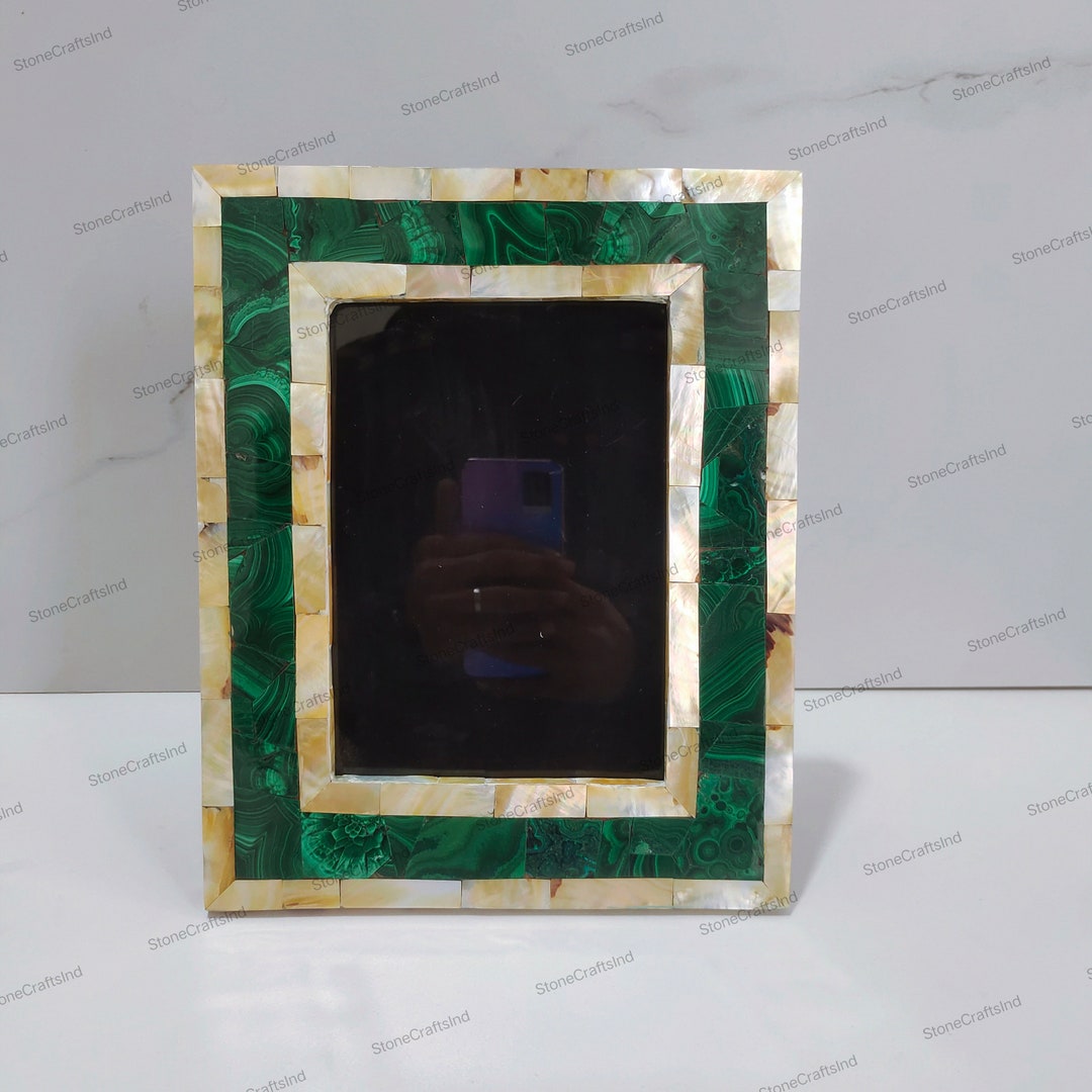 Malachite & Mother of Pearl Picture Frame / Natural Semiprecious Stones ...