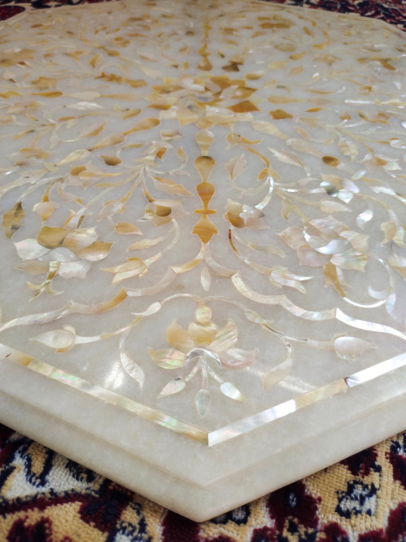 24 Beautiful Mother of Pearl Inlay Table Top / Marble Inlay Coffee ...