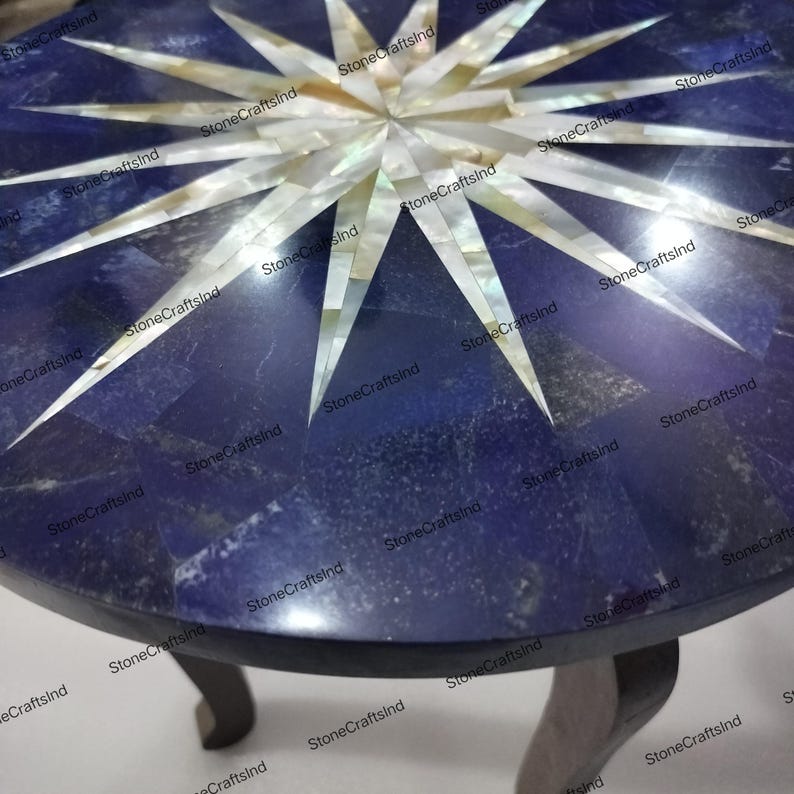 Handmade Lapis Lazuli & Mother of Pearl Table Top, Random Art - Etsy
