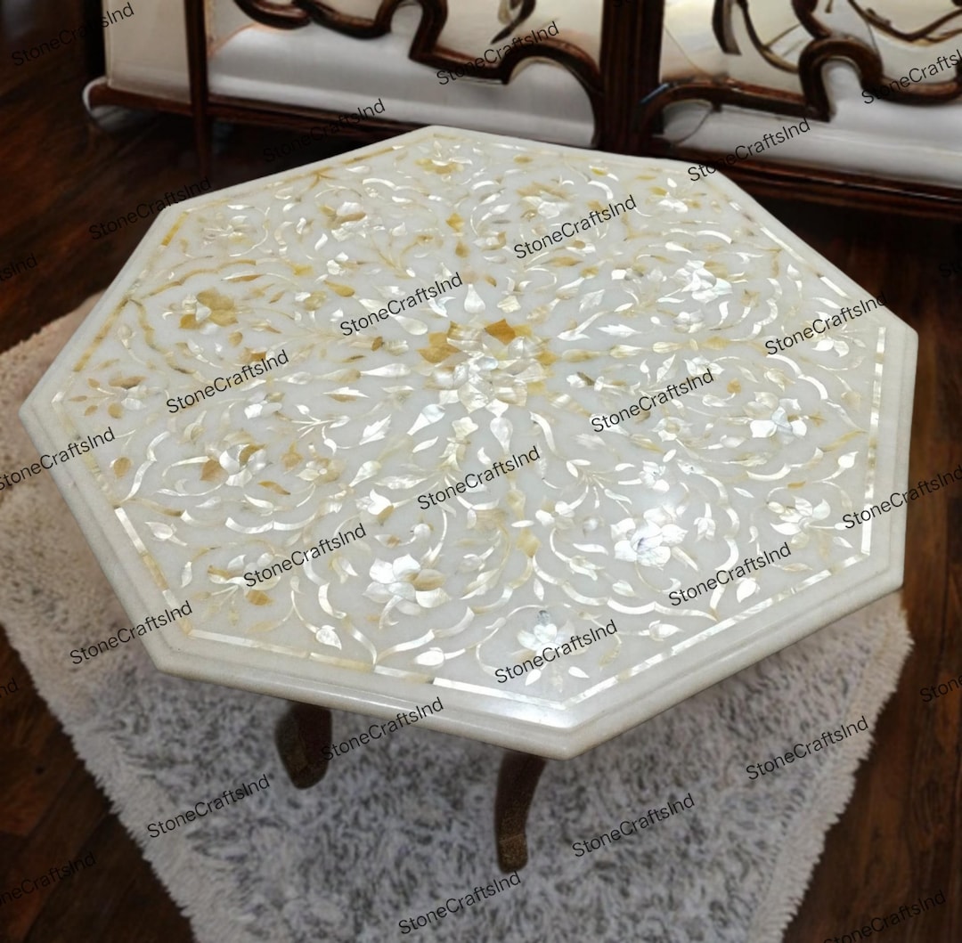 Mother of Pearl Inlay Marble Table Top, Handmade - Etsy