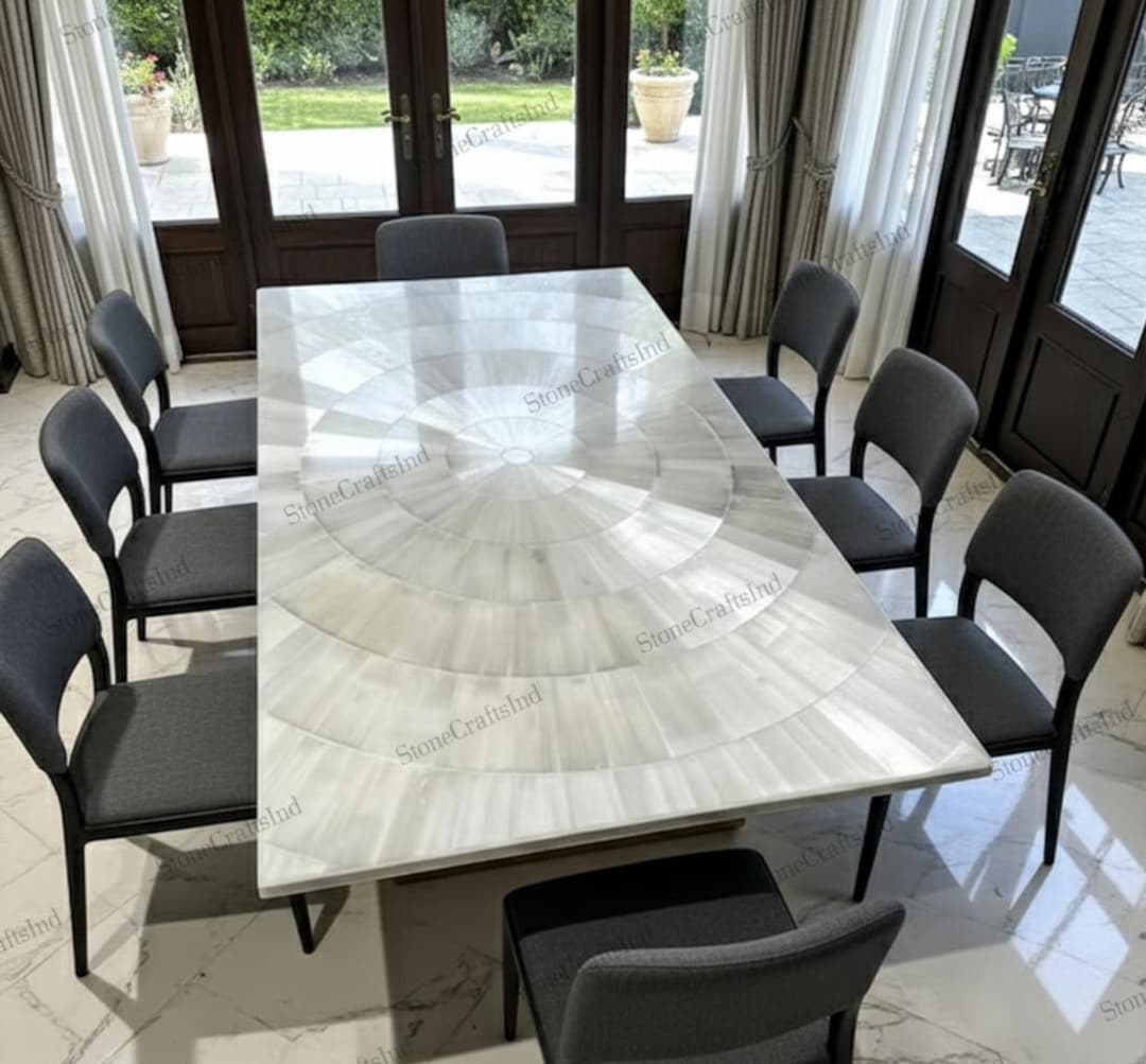 Selenite Dining Table Top: Handmade Home Furniture - Sunburst Design - Etsy
