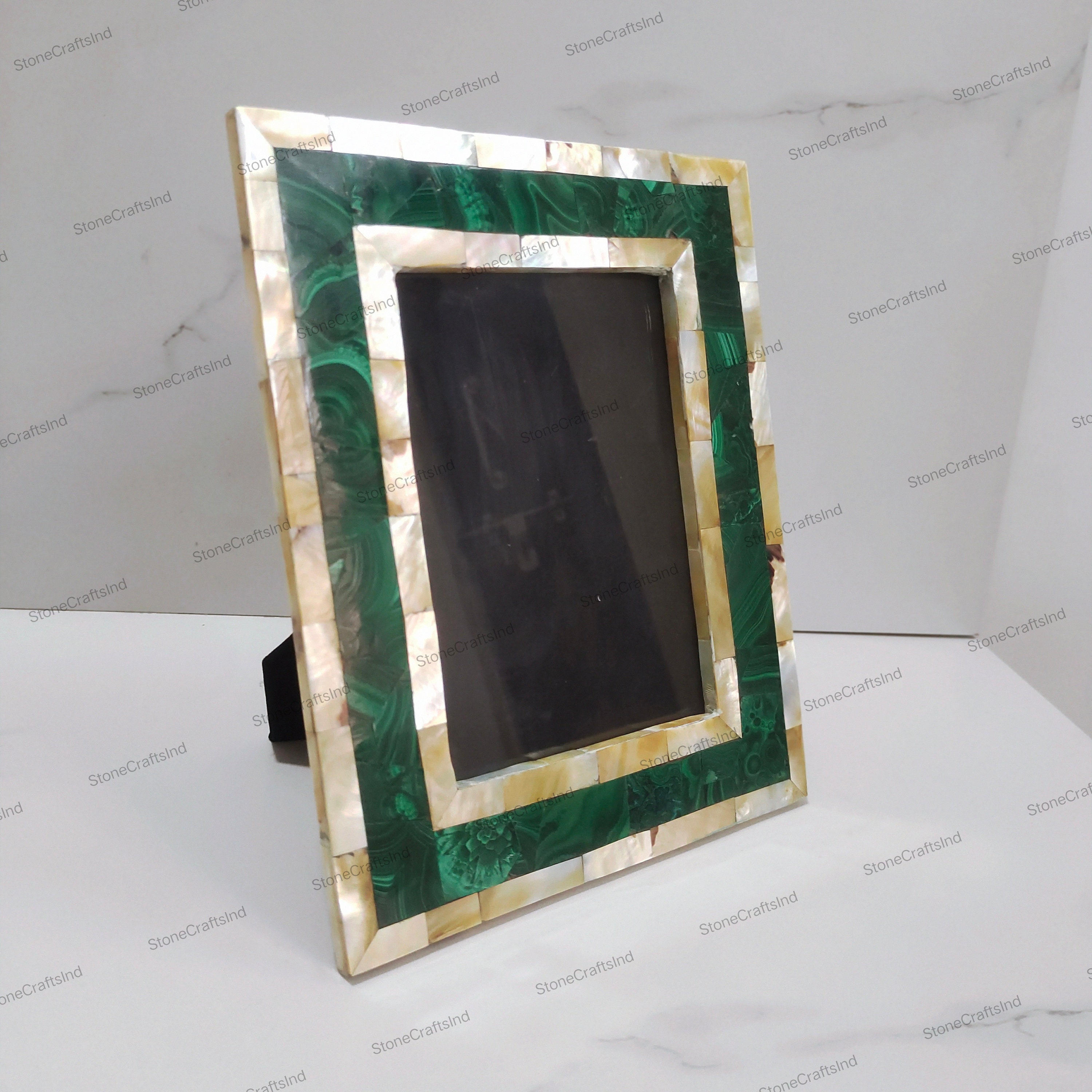 Malachite & Mother of Pearl Picture Frame / Natural Semiprecious Stones ...
