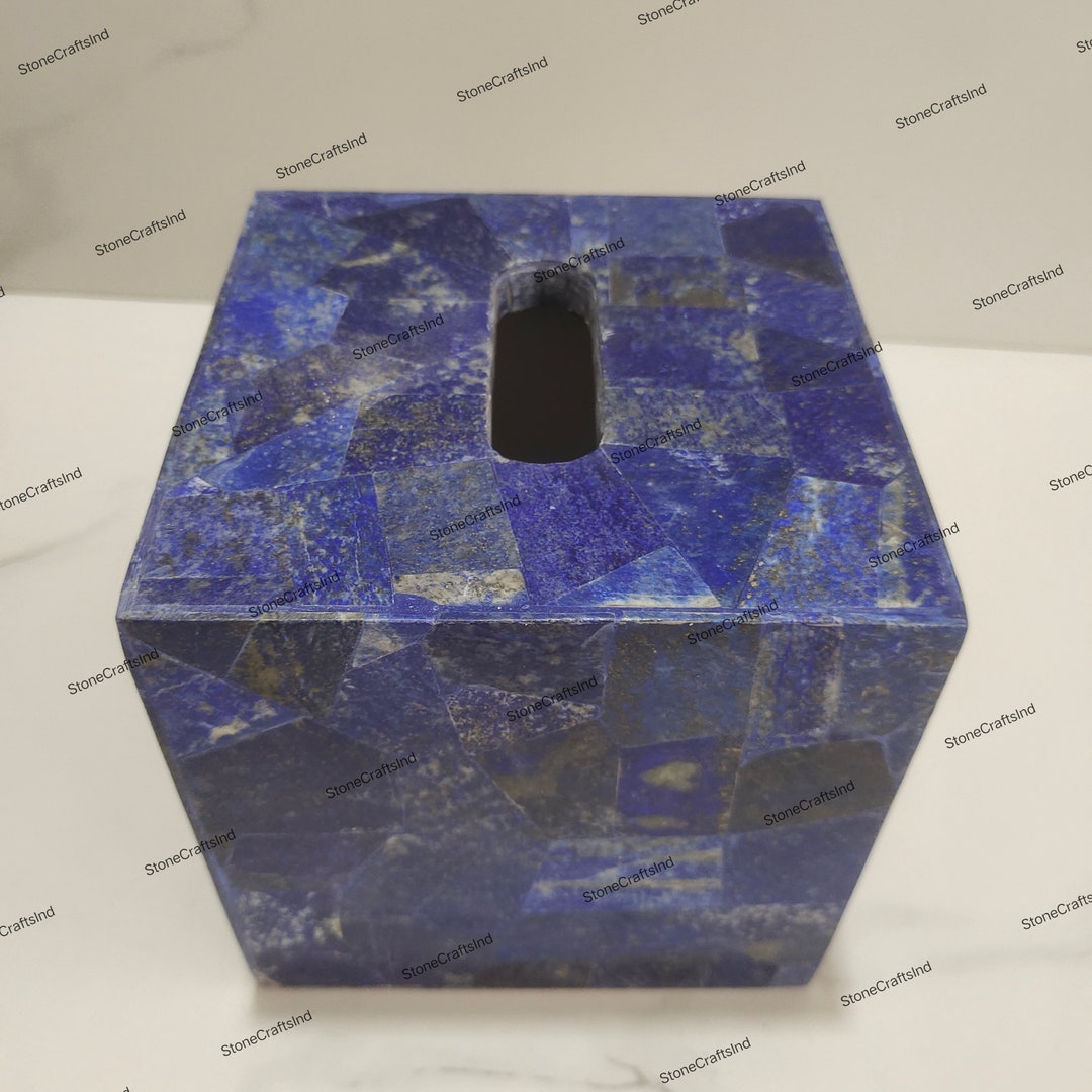 Natural Lapis Lazuli Tissue Box Cover, Stone Bathroom Decor - Etsy