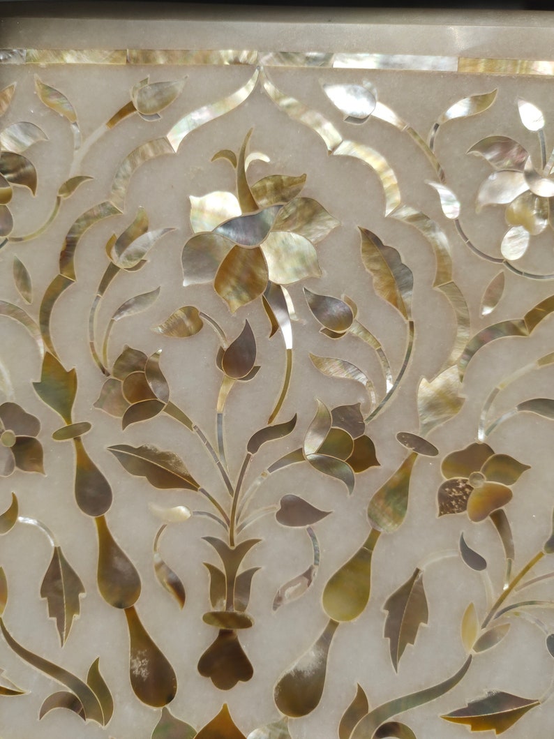 24 Beautiful Mother of Pearl Inlay Table Top / Marble Inlay Coffee ...