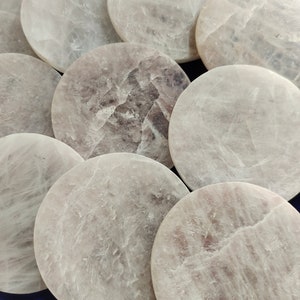 Natural Rose Quartz Gemstone Coaster / Crystal Stone Coaster / Round ...