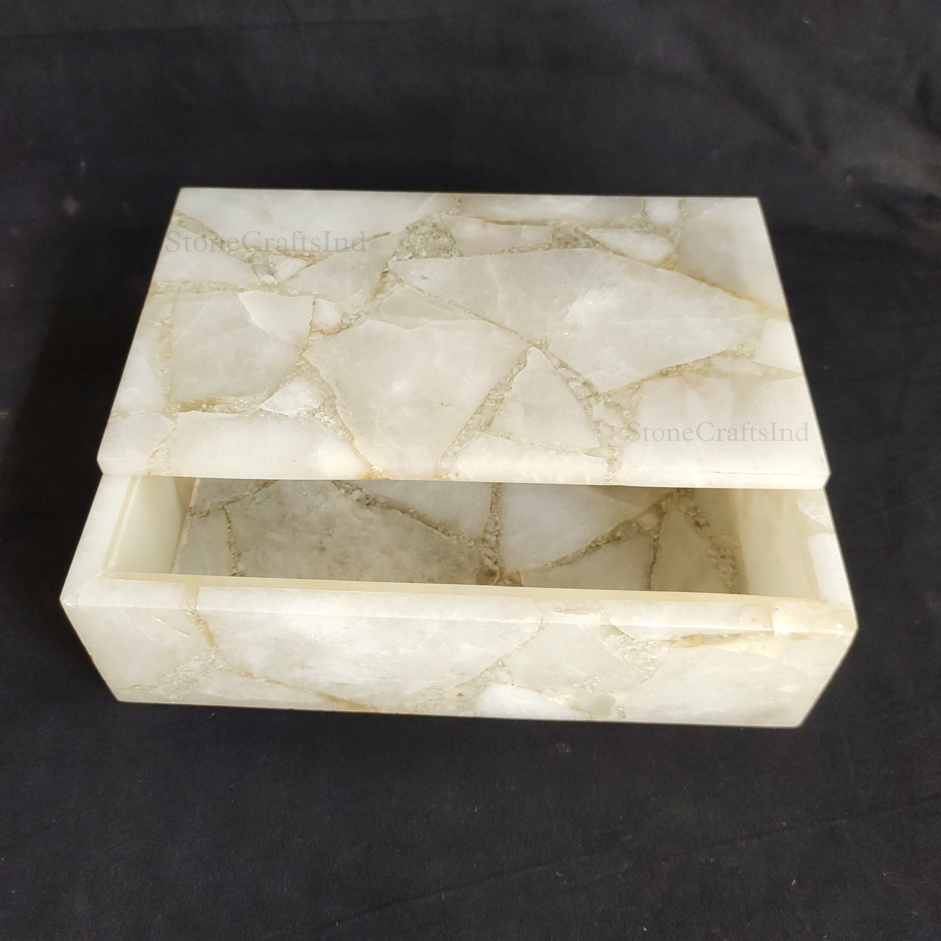 Natural White Quartz Jewelry Box Crystal Jewelry Box Gift for Home ...