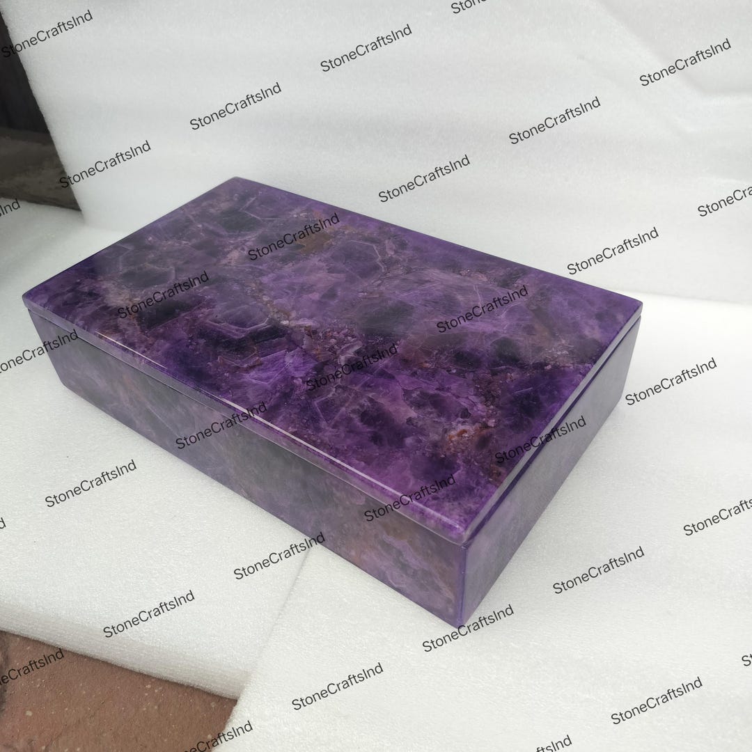 Amethyst Stone Jewelry Box | Rectangular Purple Trinket Box - Etsy