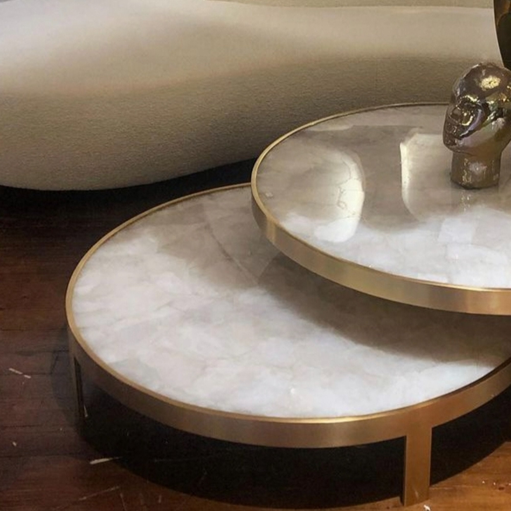 Round White Quartz Dining Coffee Table Top, Side Table, Center Table ...