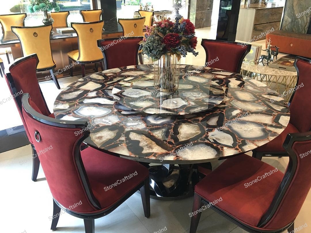 Round Agate Dining Table Top, Natural Agate Coffee Table Top, Agate ...