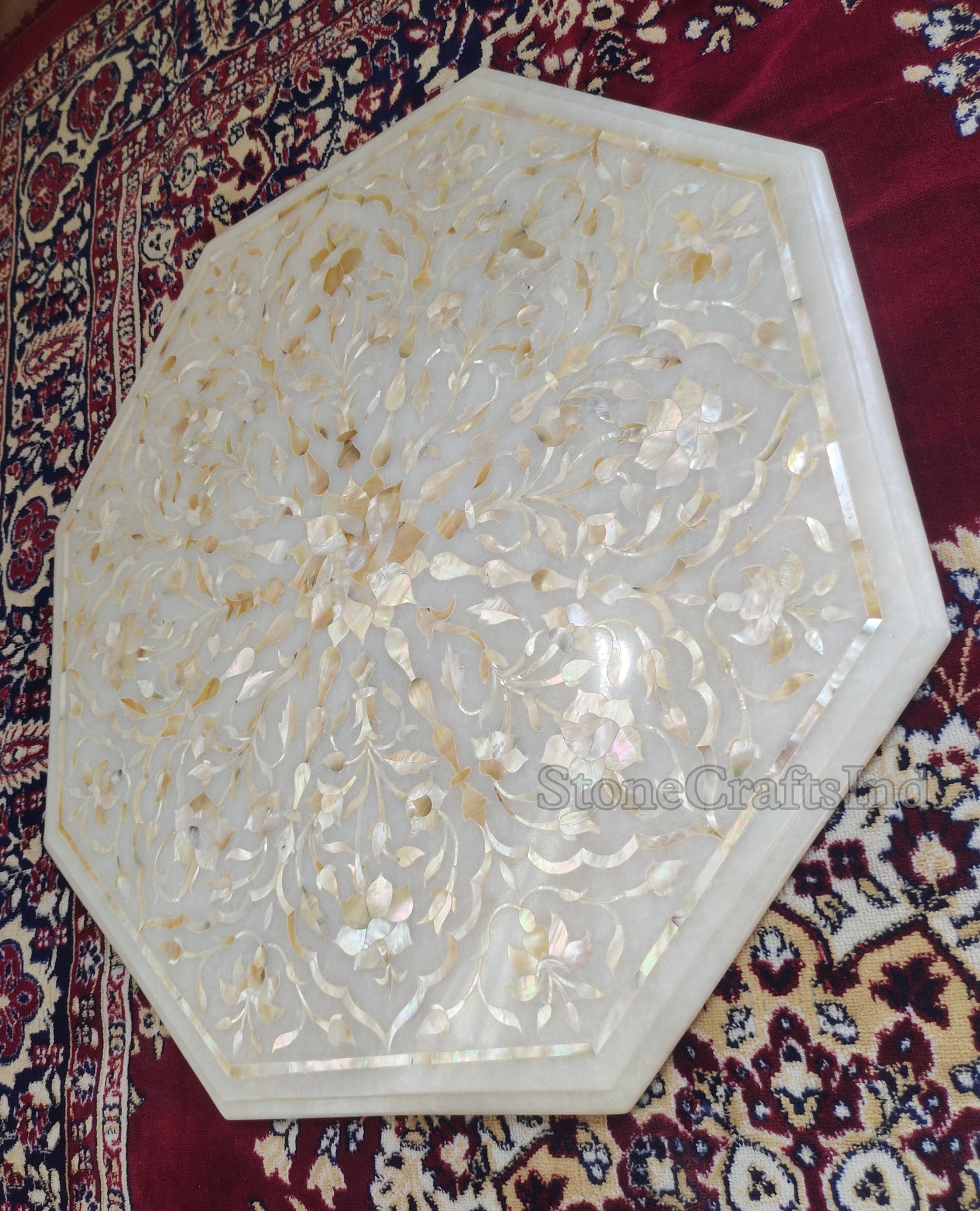 24 Beautiful Mother of Pearl Inlay Table Top / Marble Inlay Coffee ...