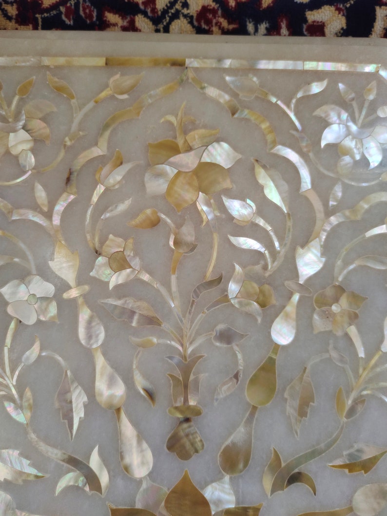 24 Beautiful Mother of Pearl Inlay Table Top / Marble Inlay Coffee ...