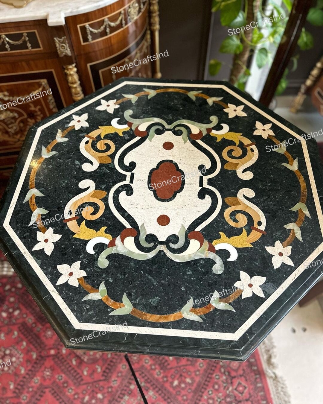 Green Marble Coffee End Table Top / Granite Dining Table Top / Handmade ...