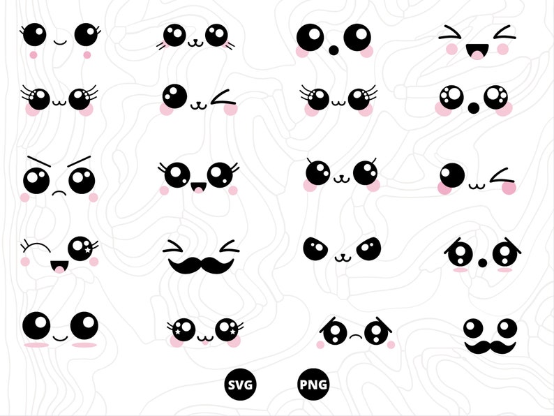 Kawaï Svg Face SVG Face Cute SVG Files Svg Eyes Svg Face - Etsy