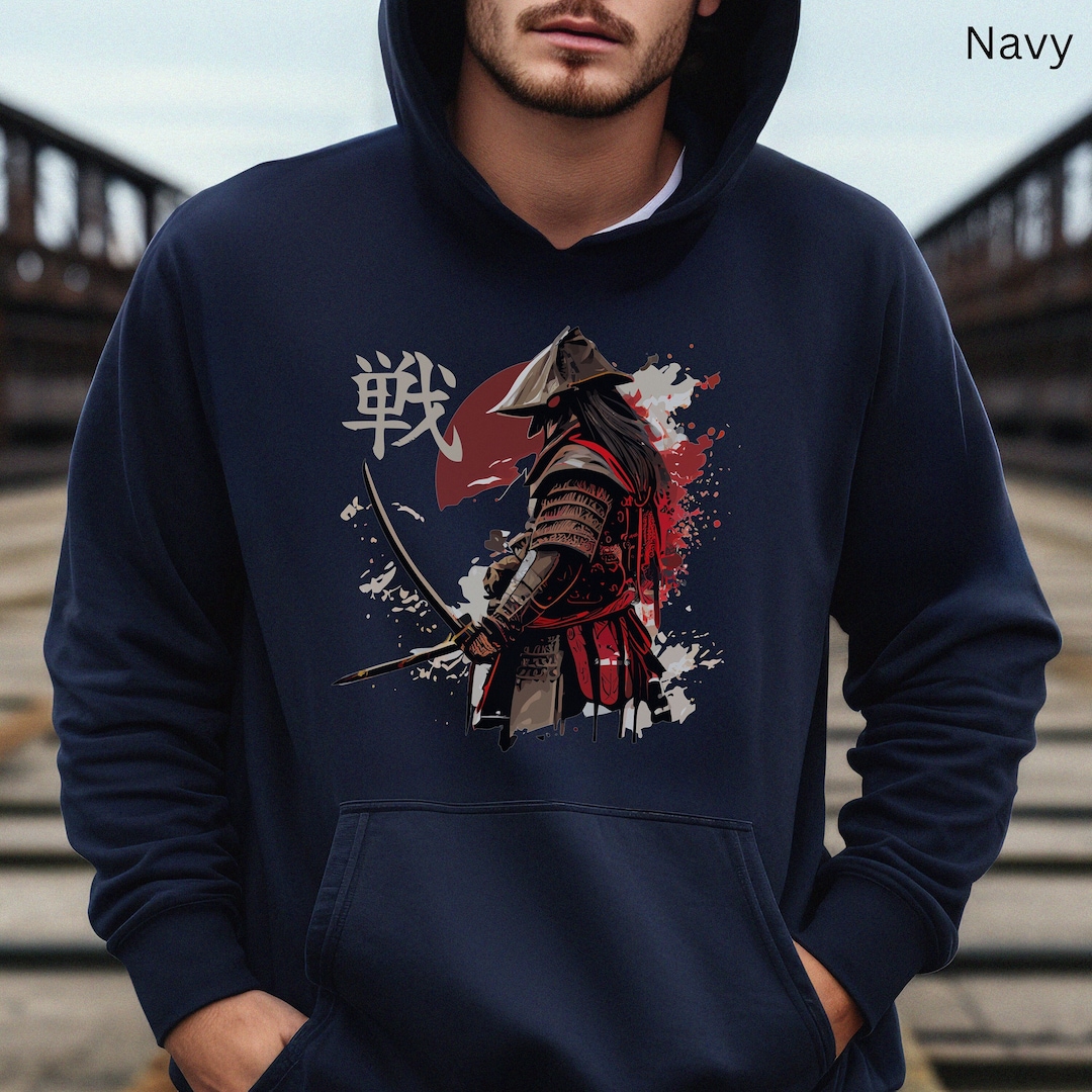 Japanese Streetwear Samurai Hoodie, Japanese Modern Art Shirt, Bushido ...