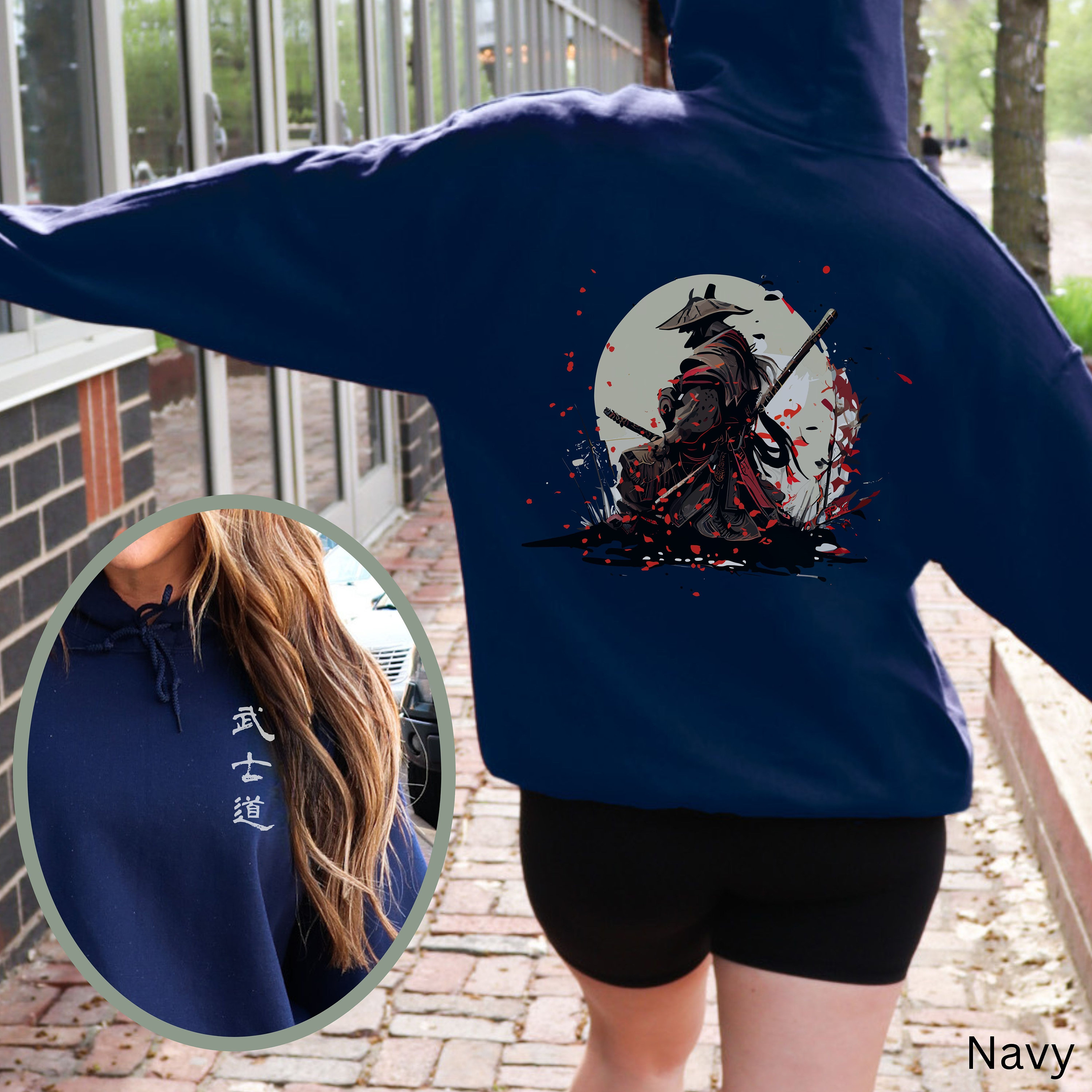 Japanese Streetwear Samurai Hoodie, Japanese Modern Art Shirt, Bushido ...