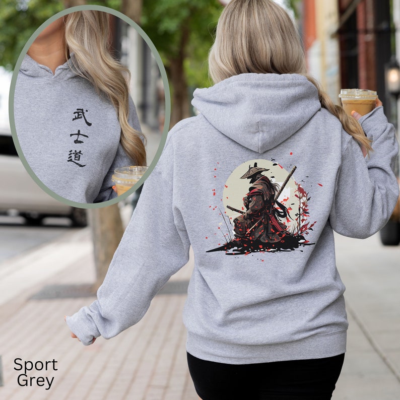 Japanese Streetwear Samurai Hoodie, Japanese Modern Art Shirt, Bushido ...