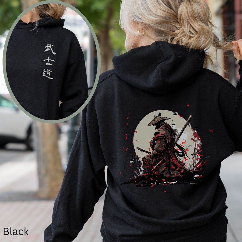 Japanese Streetwear Samurai Hoodie, Japanese Modern Art Shirt, Bushido ...