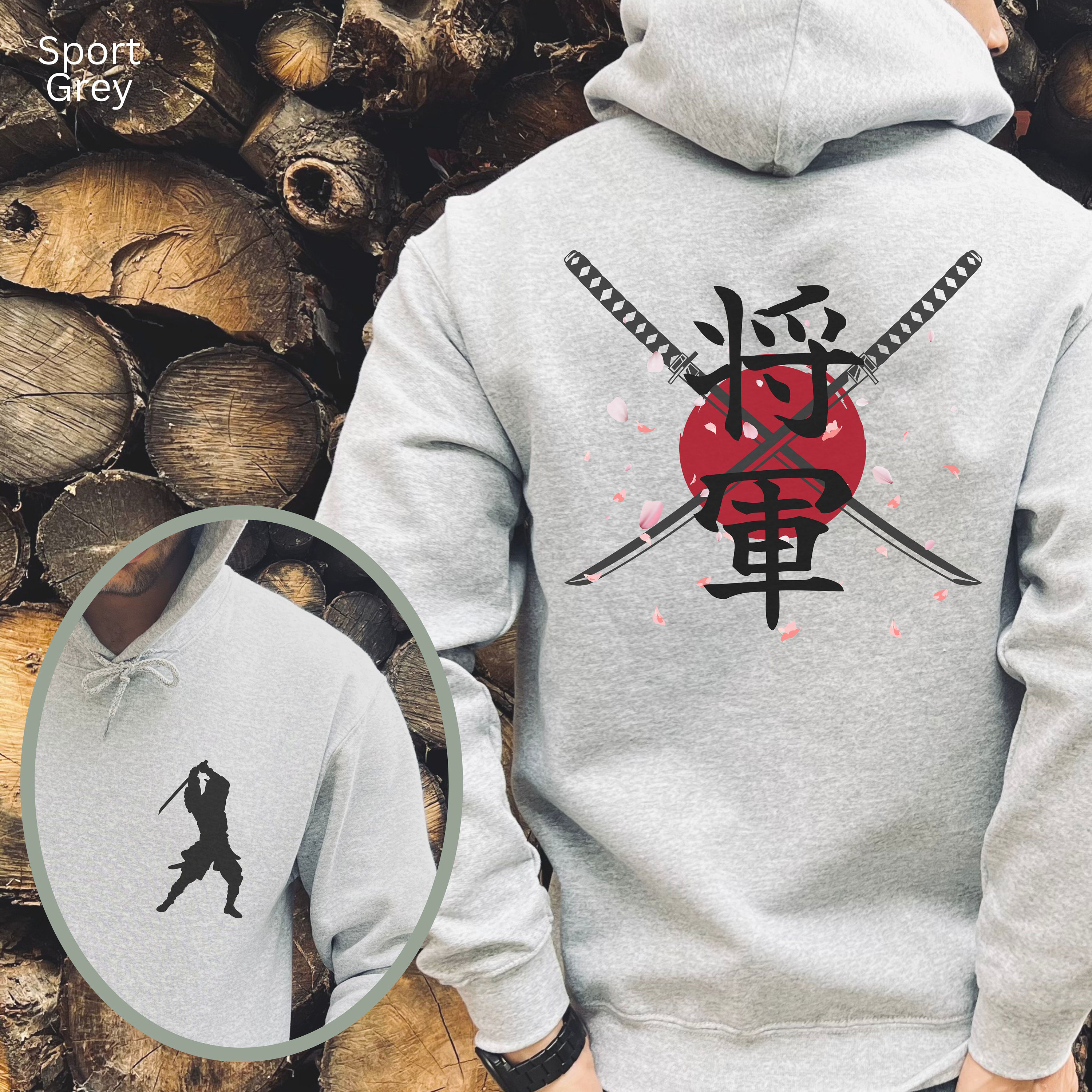 Shogun Back Print Hoodie, Japanese Kanji Graphic Streetwear, Japan ...