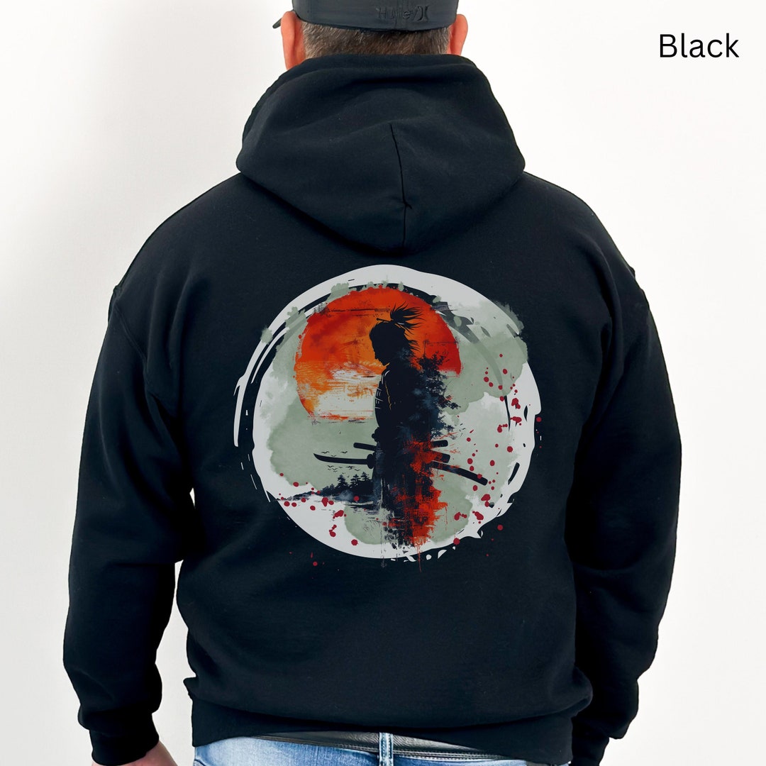 Bushido Kanji Japanese Streetwear Hoodie, Samurai Graphic Back Print ...
