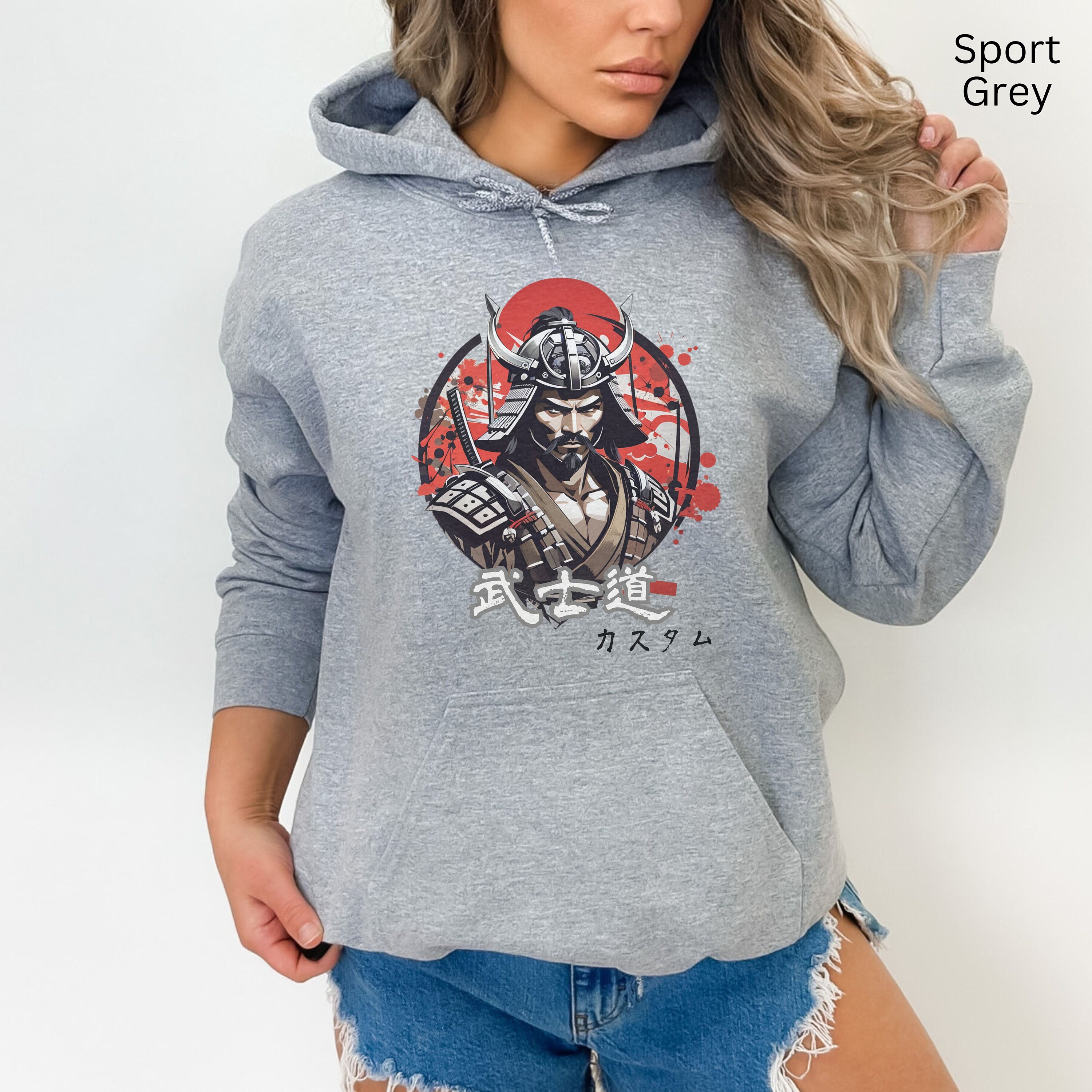 Custom Bushido Kanji Sweatshirt, Japanese Streetwear Samurai Hoodie ...