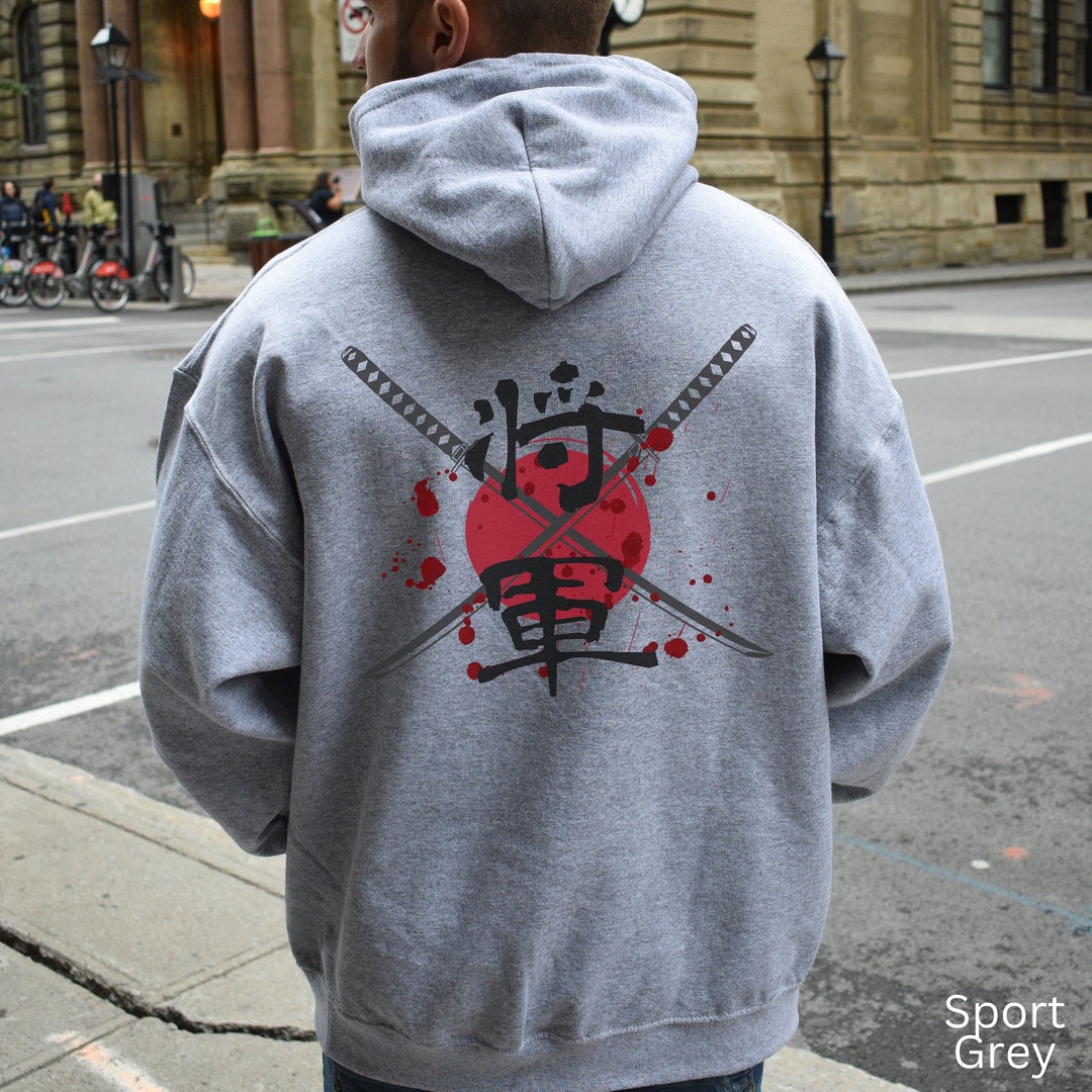Shogun Back Print Hoodie, Japanese Kanji Graphic Streetwear, Japan ...