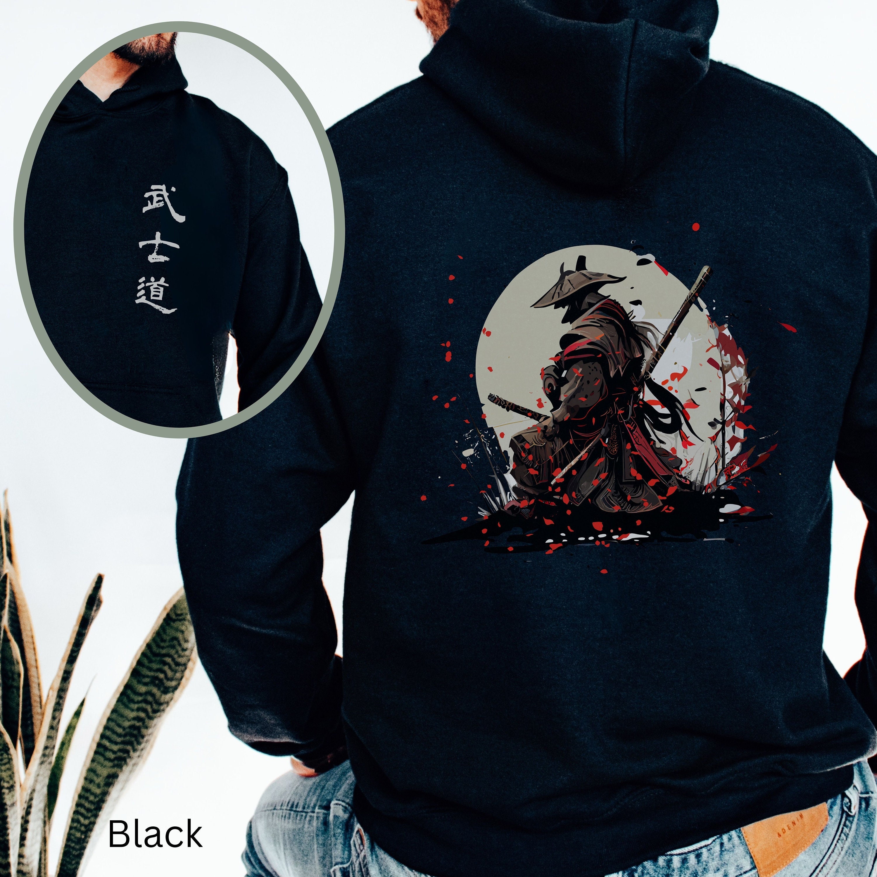 Japanese Streetwear Samurai Hoodie, Japanese Modern Art Shirt, Bushido ...