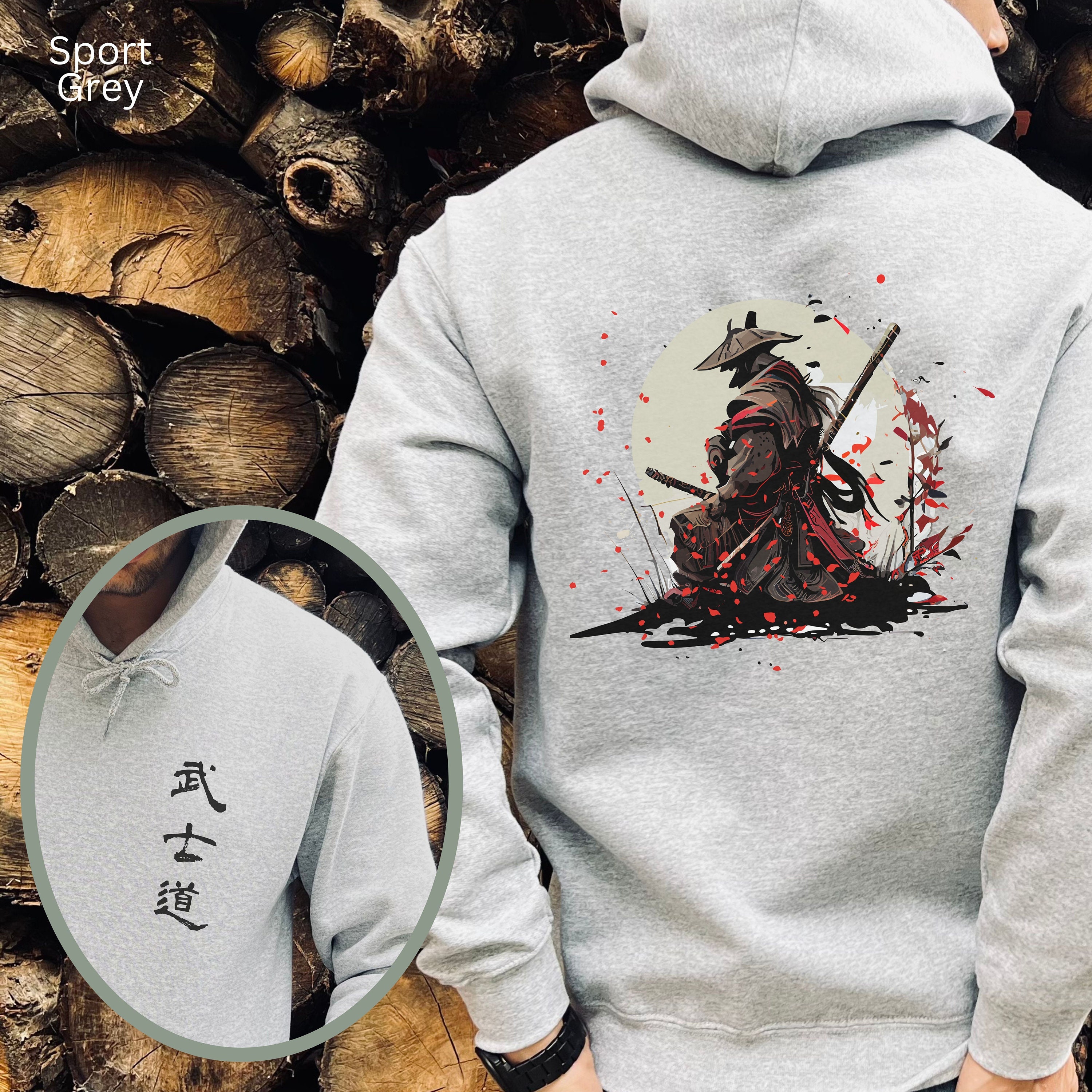 Japanese Streetwear Samurai Hoodie, Japanese Modern Art Shirt, Bushido ...
