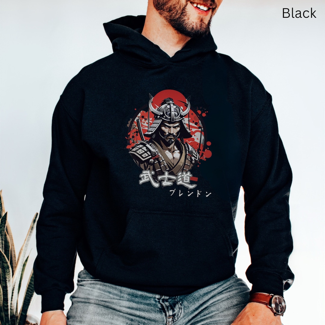 Custom Bushido Kanji Sweatshirt, Japanese Streetwear Samurai Hoodie ...