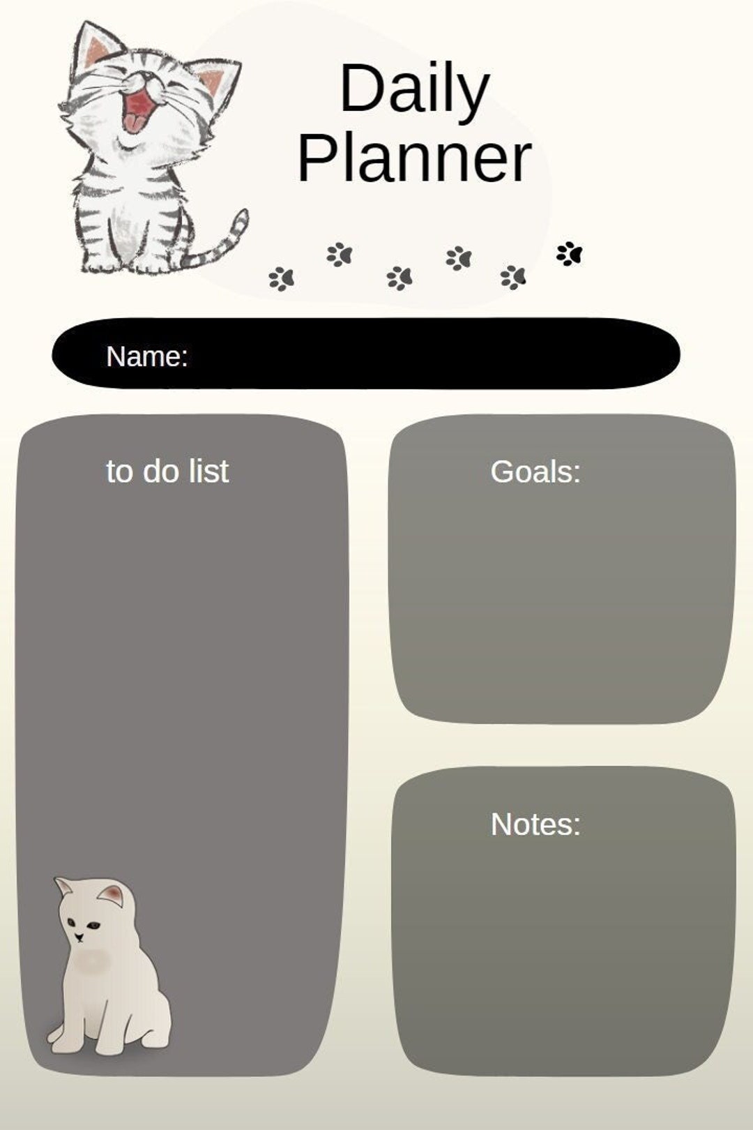 Daily Simple Planner for Kids, Cat Planner, Simple Planner,cat Daily ...