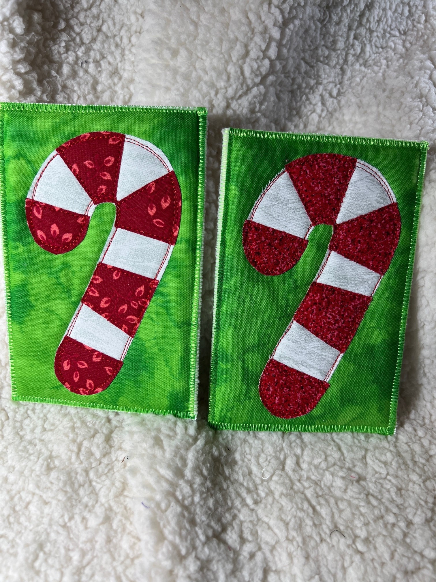 Quilted Postcard Pattern-fabric Postcard Pattern- Candy Cane - Etsy