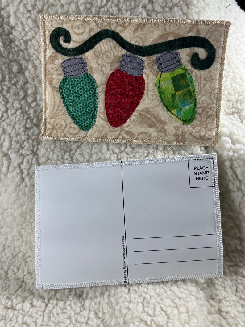 Quilted Postcard Pattern- Fabric Postcard Pattern- Christmas Lights! - Etsy