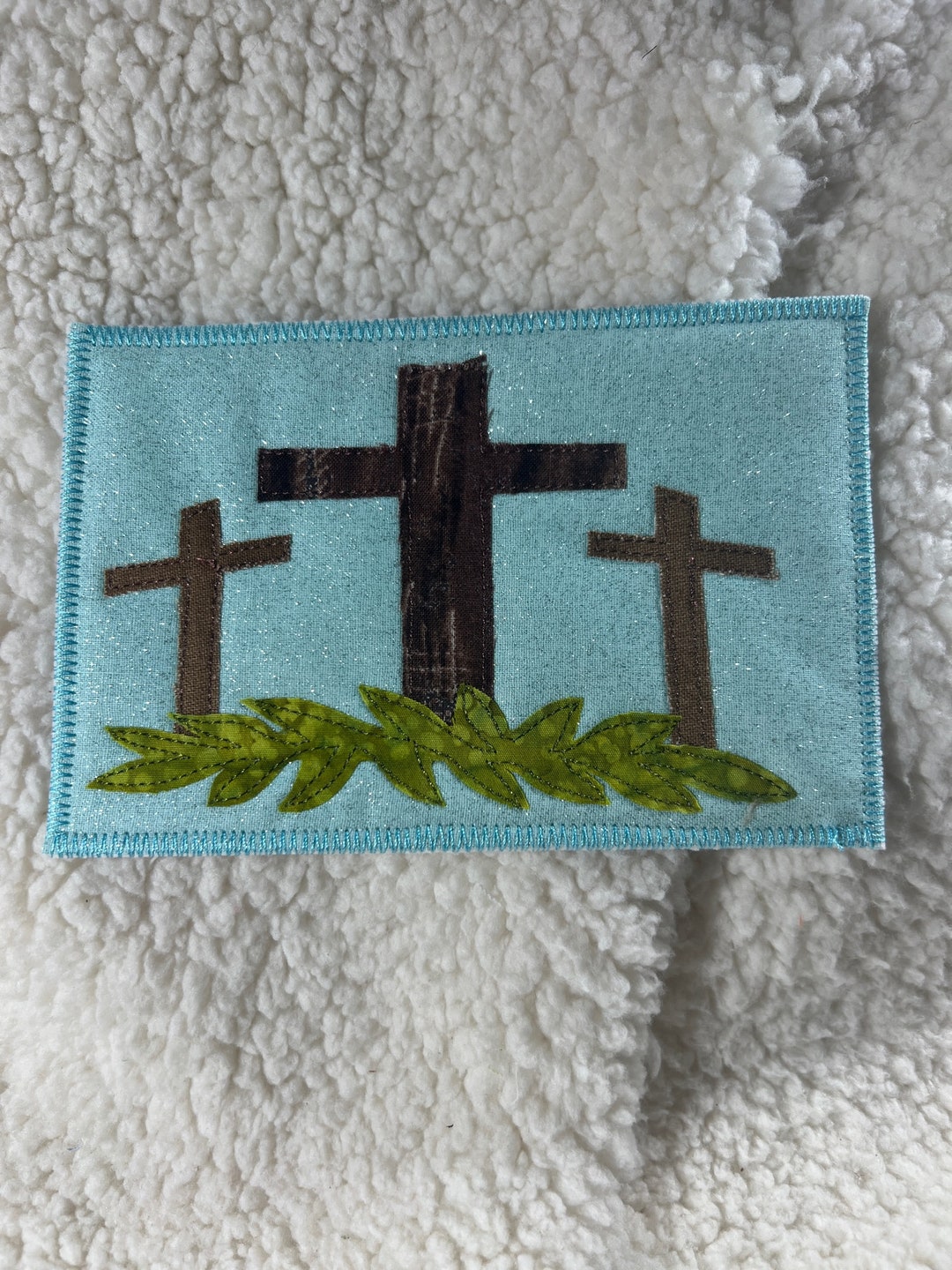 Quilted Postcard Pattern- Fabric Postcard Pattern- 3 Crosses - Etsy
