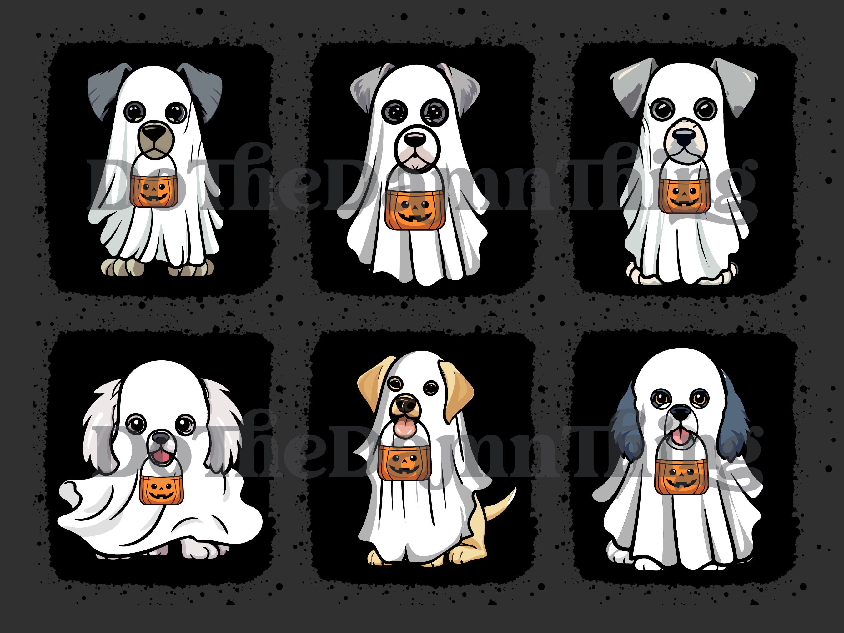 Halloween Cute Ghosts Dogs SVG & PNG Bundle Funny Ghost Dog Clipart ...