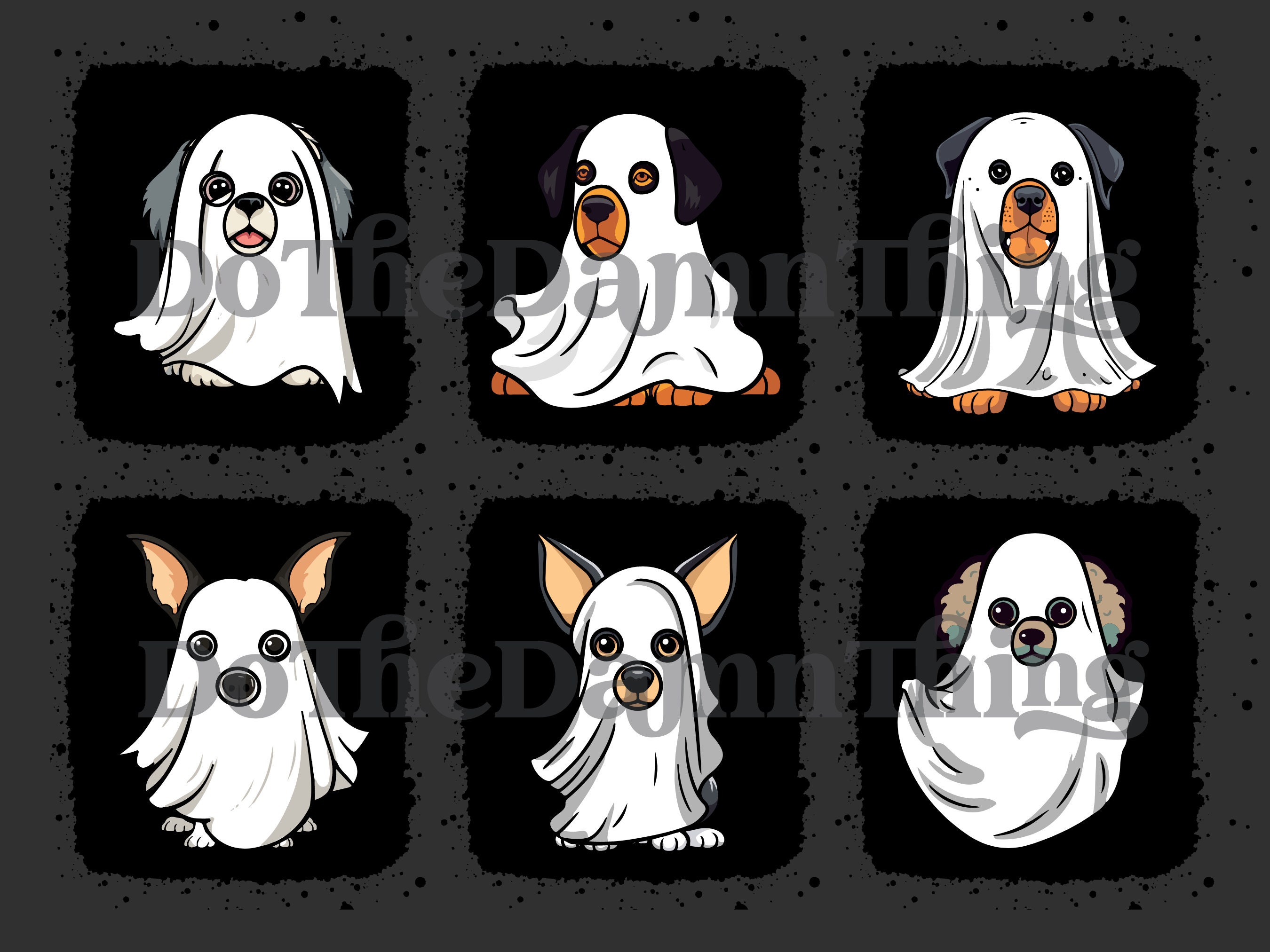 Halloween Cute Ghosts Dogs SVG & PNG Bundle - Funny Ghost Dog Clipart ...