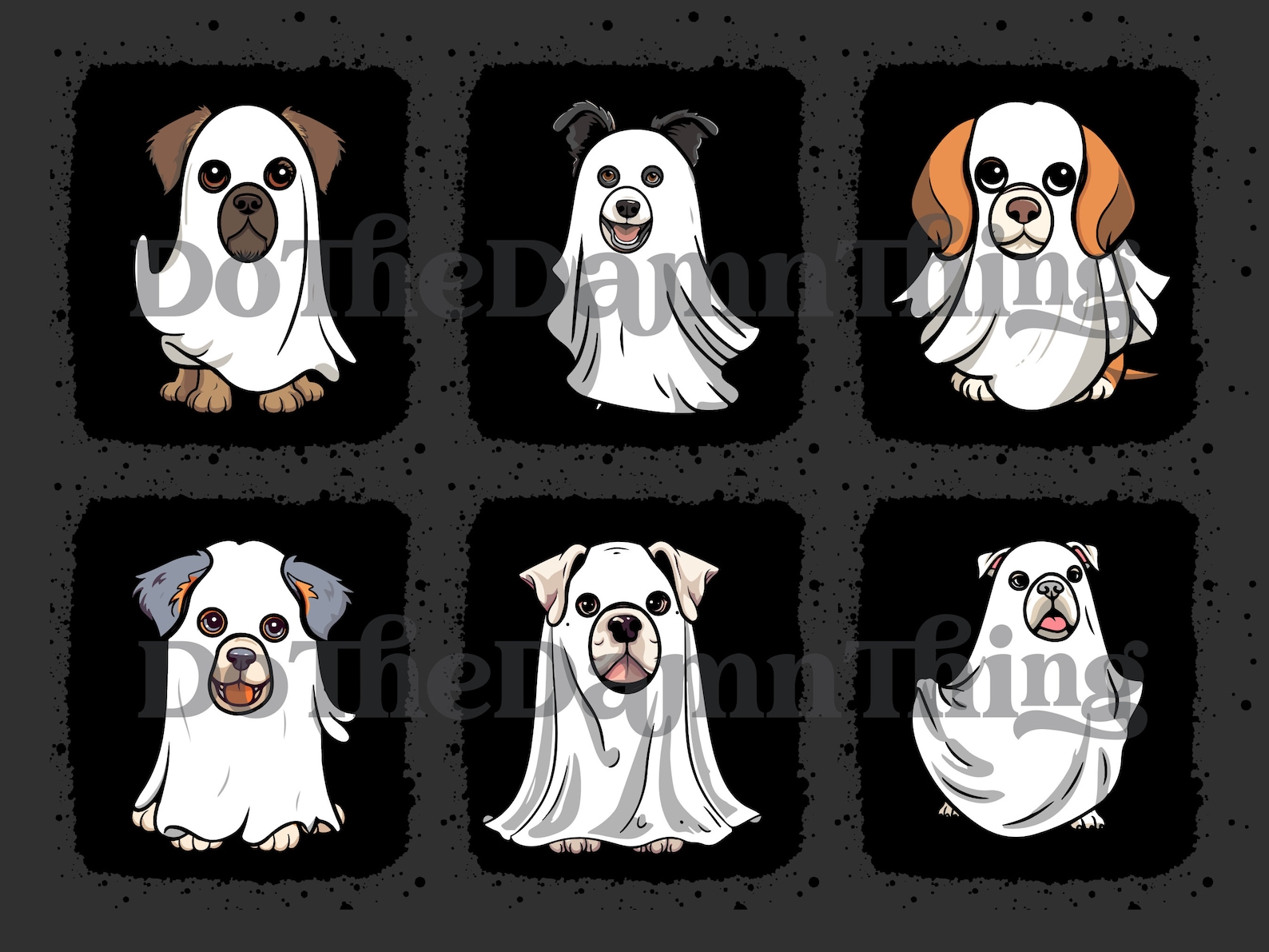 Halloween Cute Ghosts Dogs SVG & PNG Bundle - Funny Ghost Dog Clipart ...