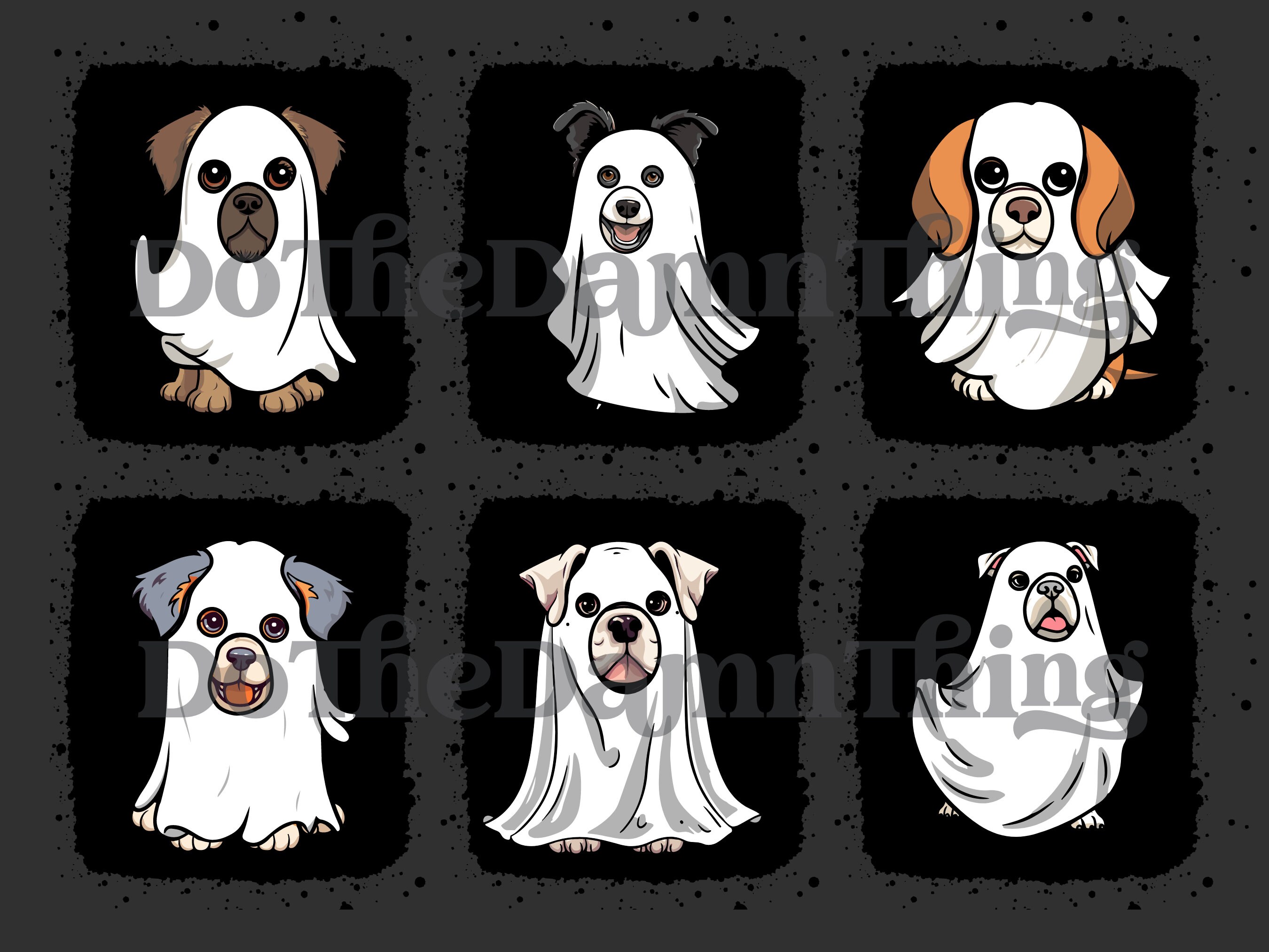 Halloween Cute Ghosts Dogs SVG & PNG Bundle - Funny Ghost Dog Clipart ...