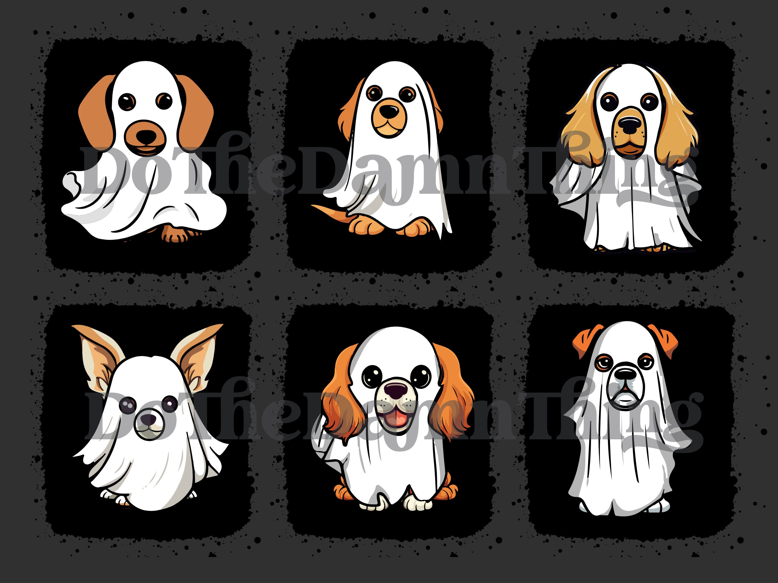 Halloween Cute Ghosts Dogs SVG & PNG Bundle - Funny Ghost Dog Clipart ...