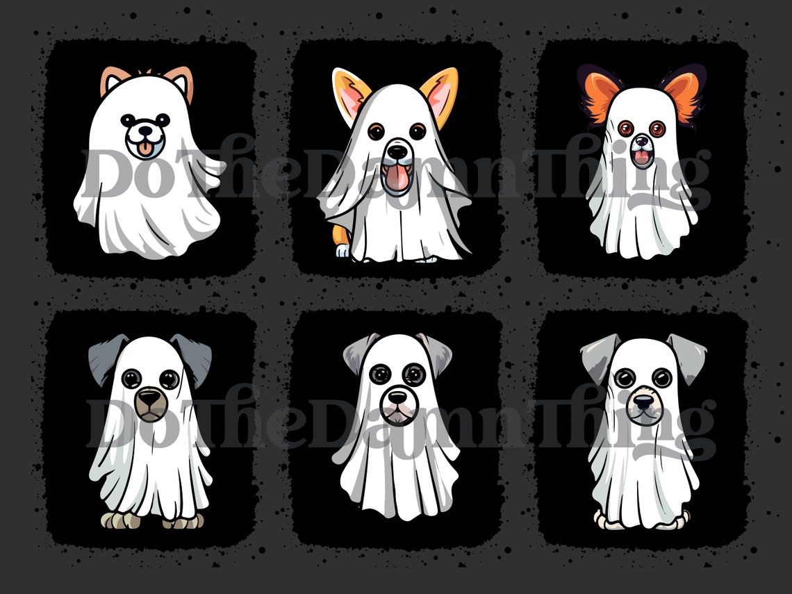 Halloween Cute Ghosts Dogs SVG & PNG Bundle Funny Ghost Dog Clipart ...
