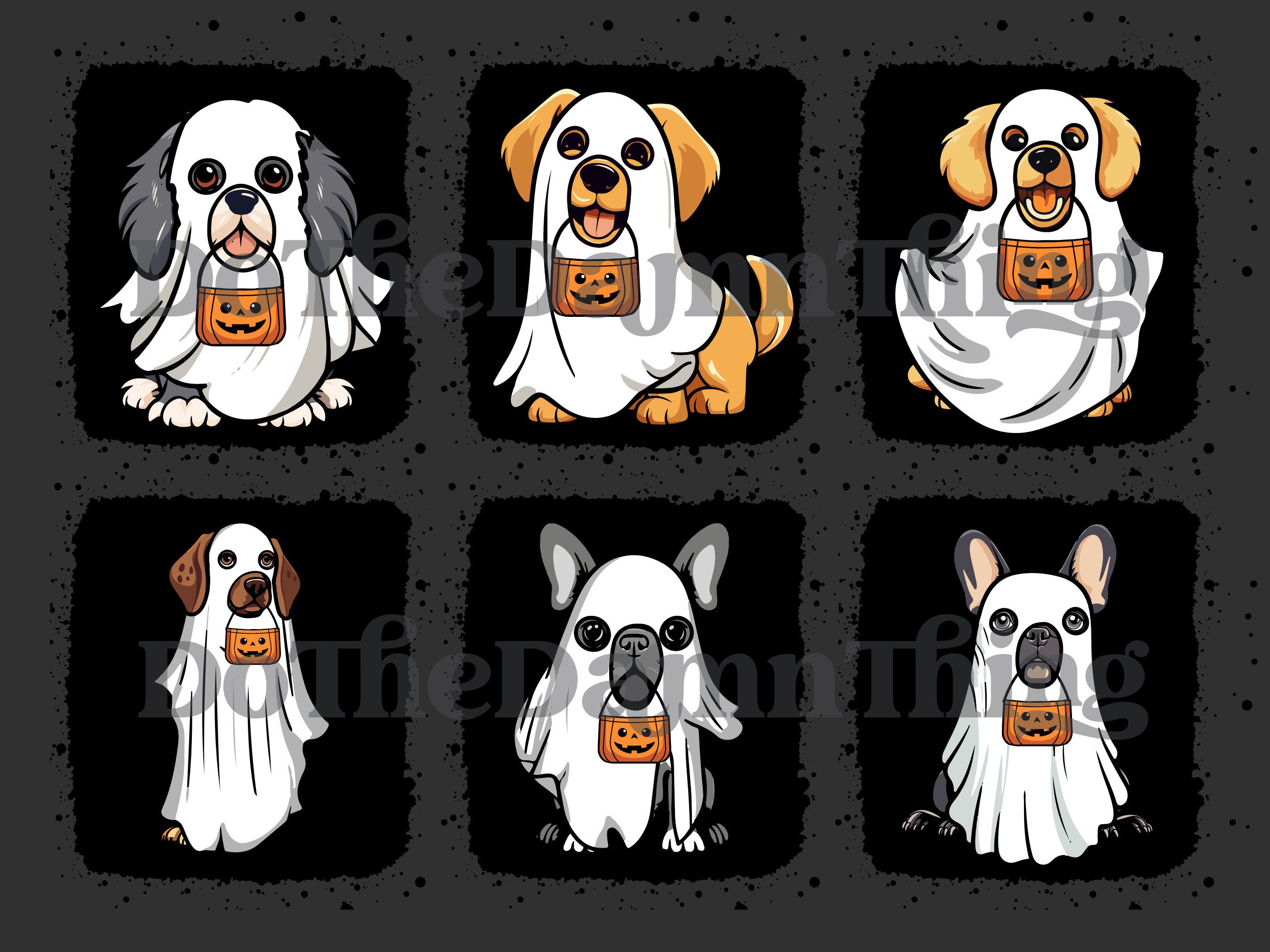 Halloween Cute Ghosts Dogs SVG & PNG Bundle Funny Ghost Dog Clipart ...