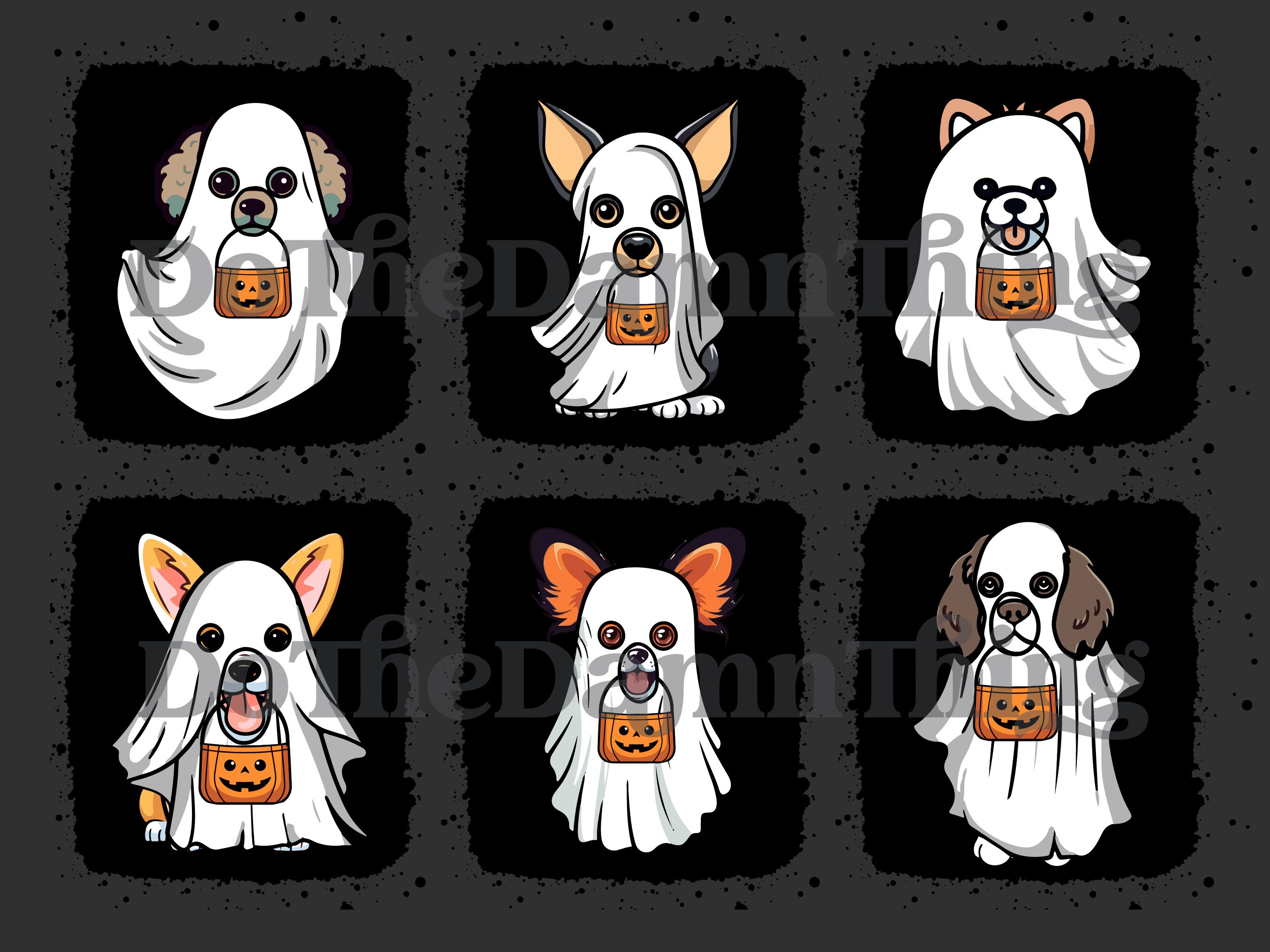 Halloween Cute Ghosts Dogs SVG & PNG Bundle Funny Ghost Dog Clipart ...