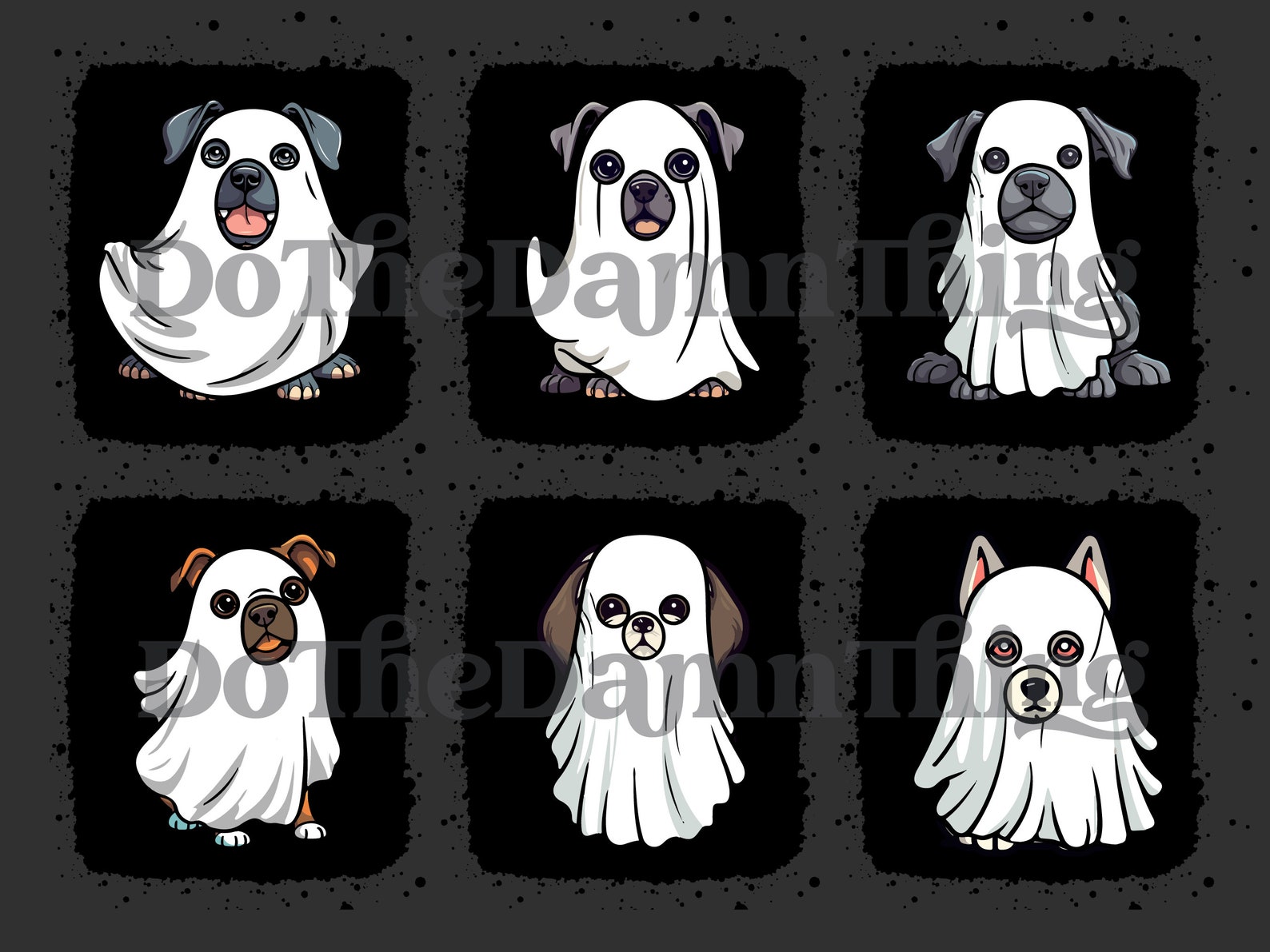 Halloween Cute Ghosts Dogs SVG & PNG Bundle - Funny Ghost Dog Clipart ...