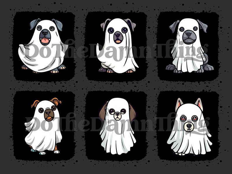 Halloween Cute Ghosts Dogs SVG & PNG Bundle - Funny Ghost Dog Clipart ...