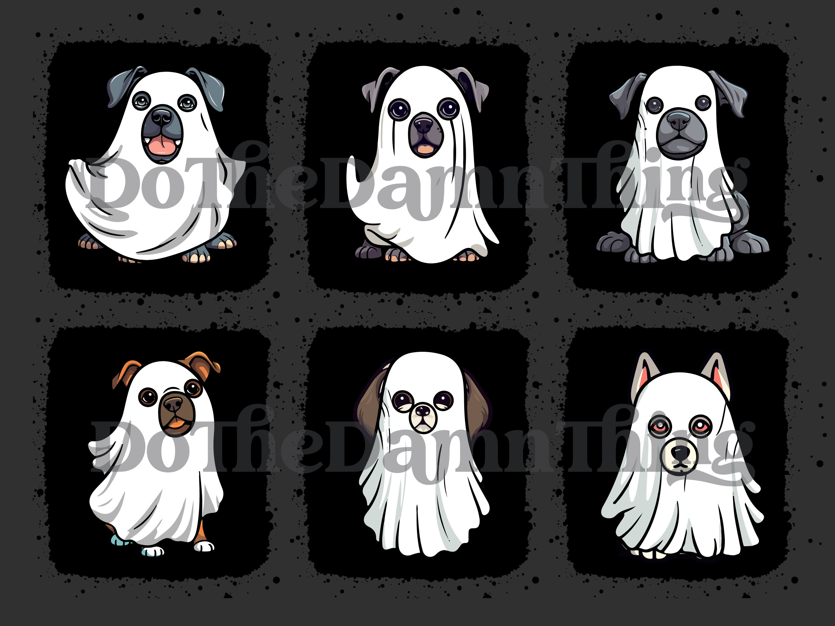 Halloween Cute Ghosts Dogs SVG & PNG Bundle - Funny Ghost Dog Clipart ...