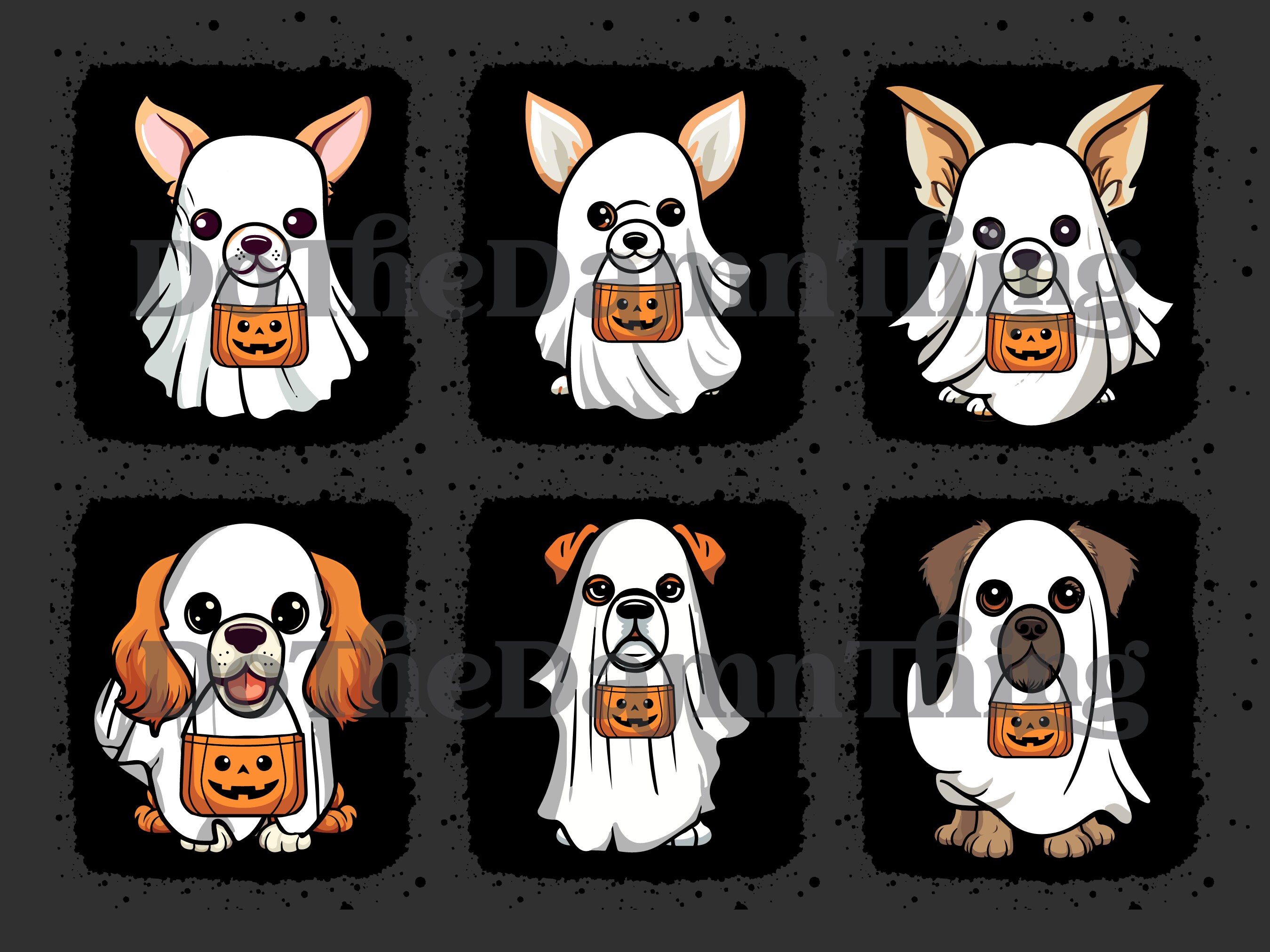 Halloween Cute Ghosts Dogs SVG & PNG Bundle Funny Ghost Dog Clipart ...