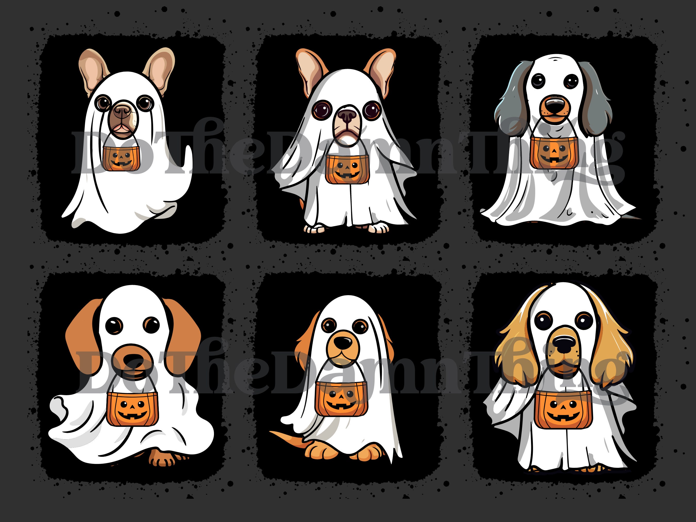 Halloween Cute Ghosts Dogs SVG & PNG Bundle Funny Ghost Dog Clipart ...