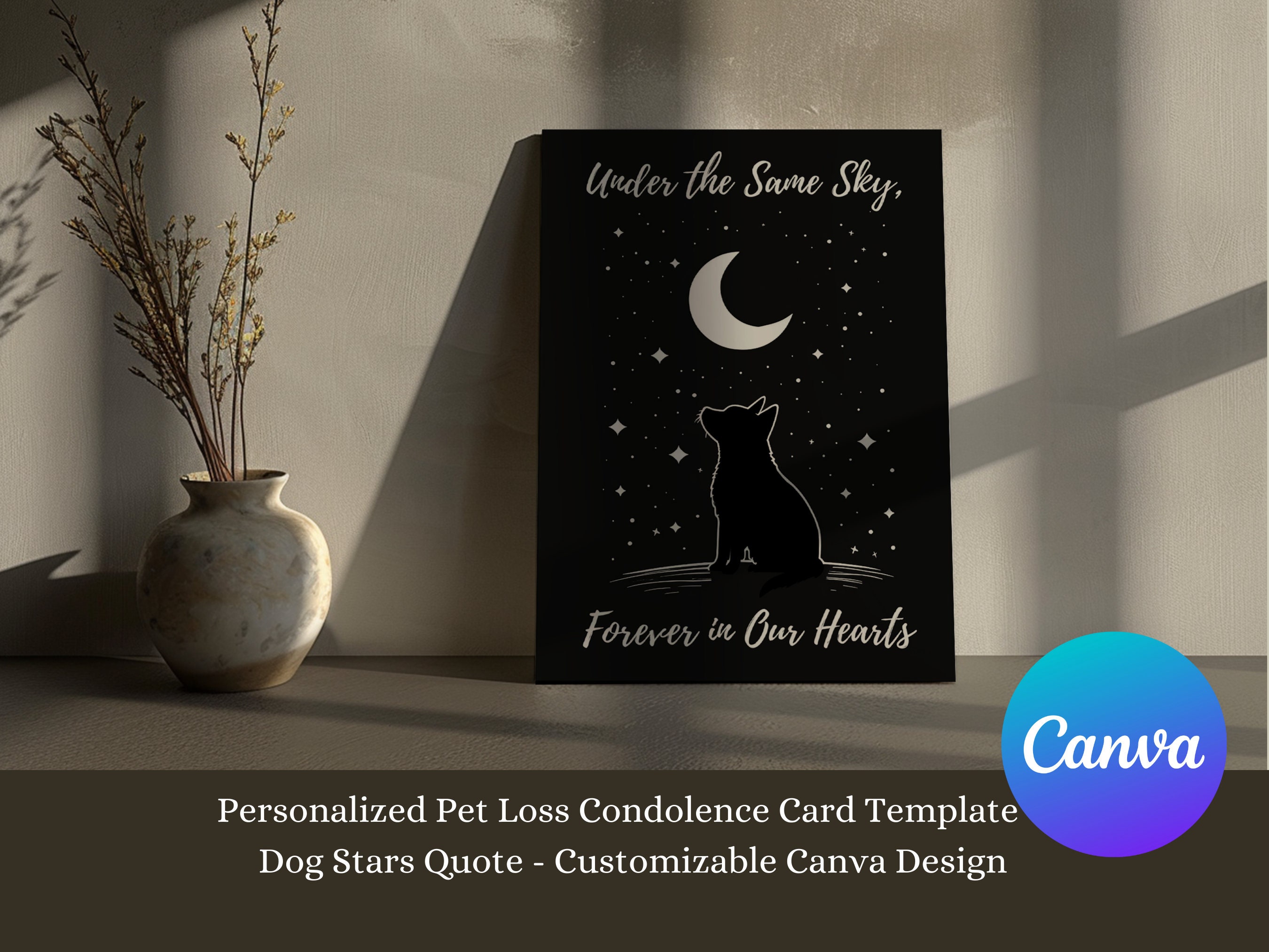 Personalized Pet Loss Condolence Card Template Dog Stars Quote ...