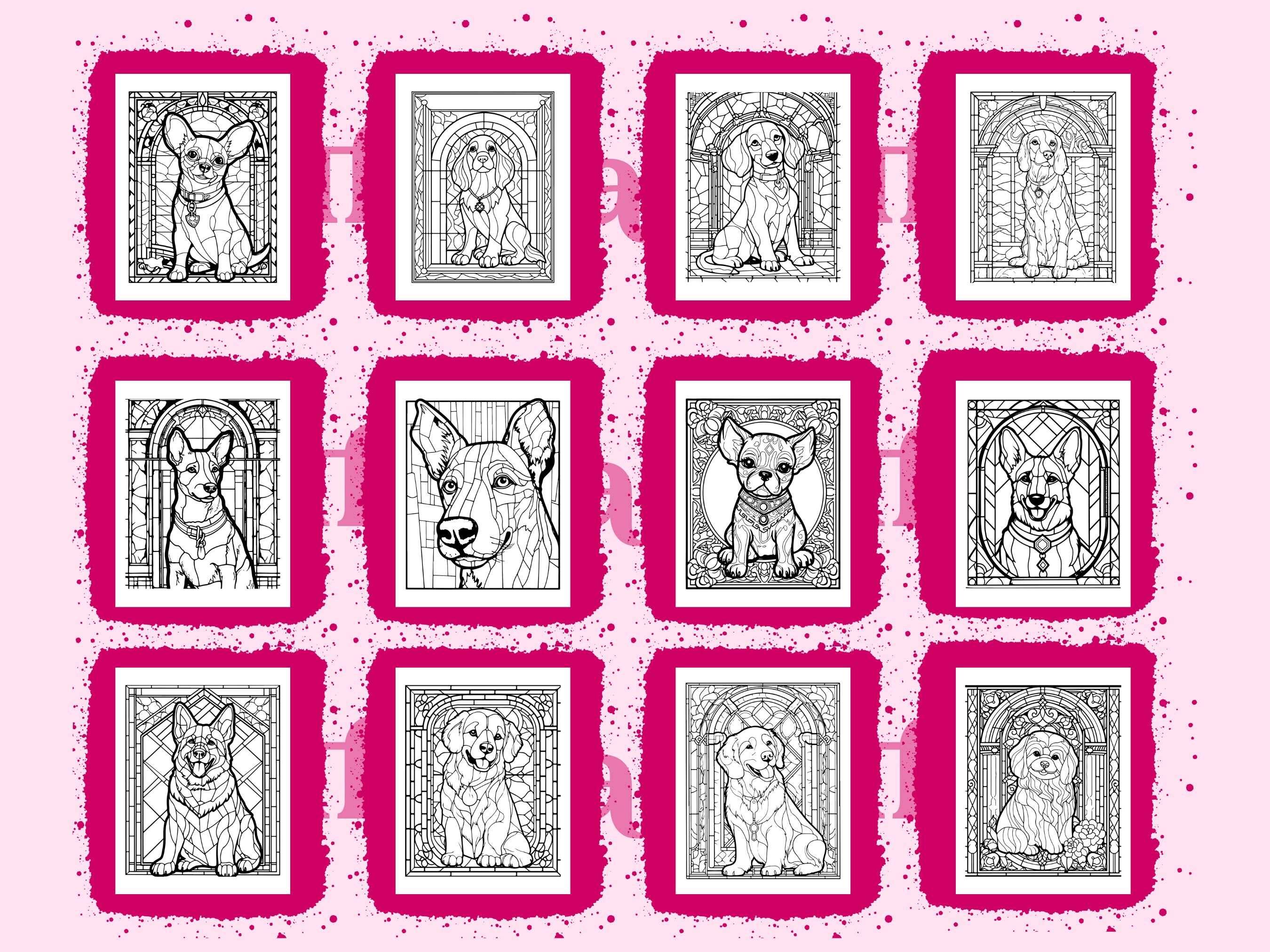 Stained Glass Dog Coloring Book Vibrant Canine Artistry Personal and ...