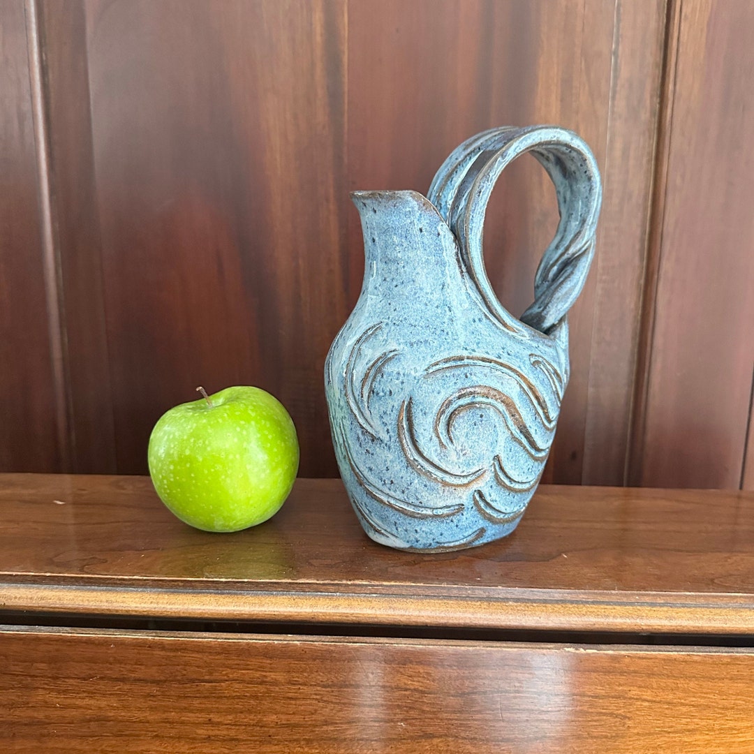 Unique Carved Ceramic Pitcher - Etsy