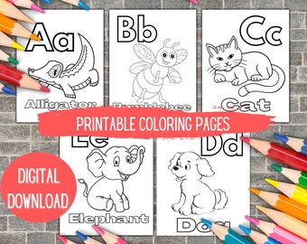 Alphabet Coloring Book Pages - Etsy